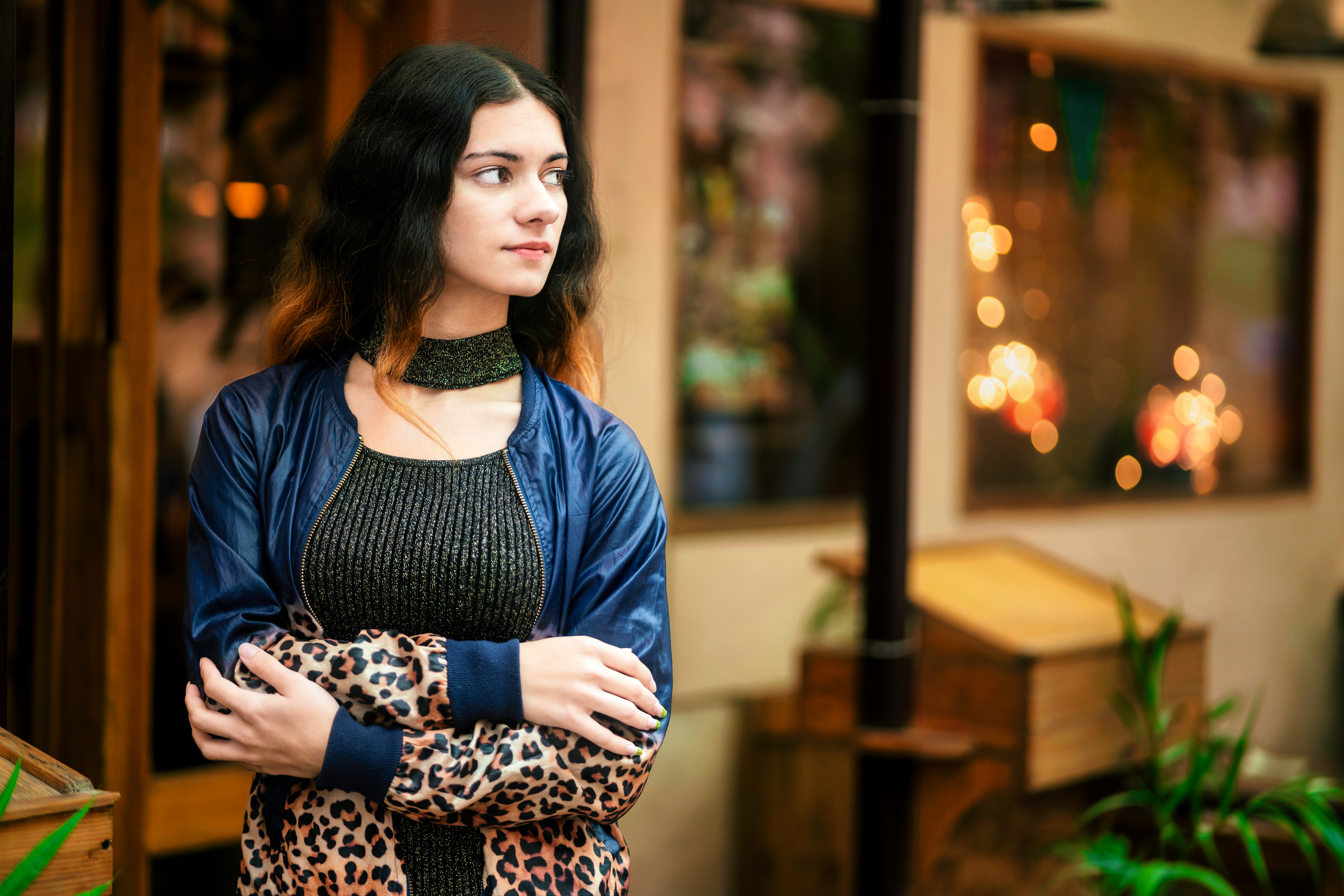 Brunette in Jacket with Leopard Print · Free Stock Photo