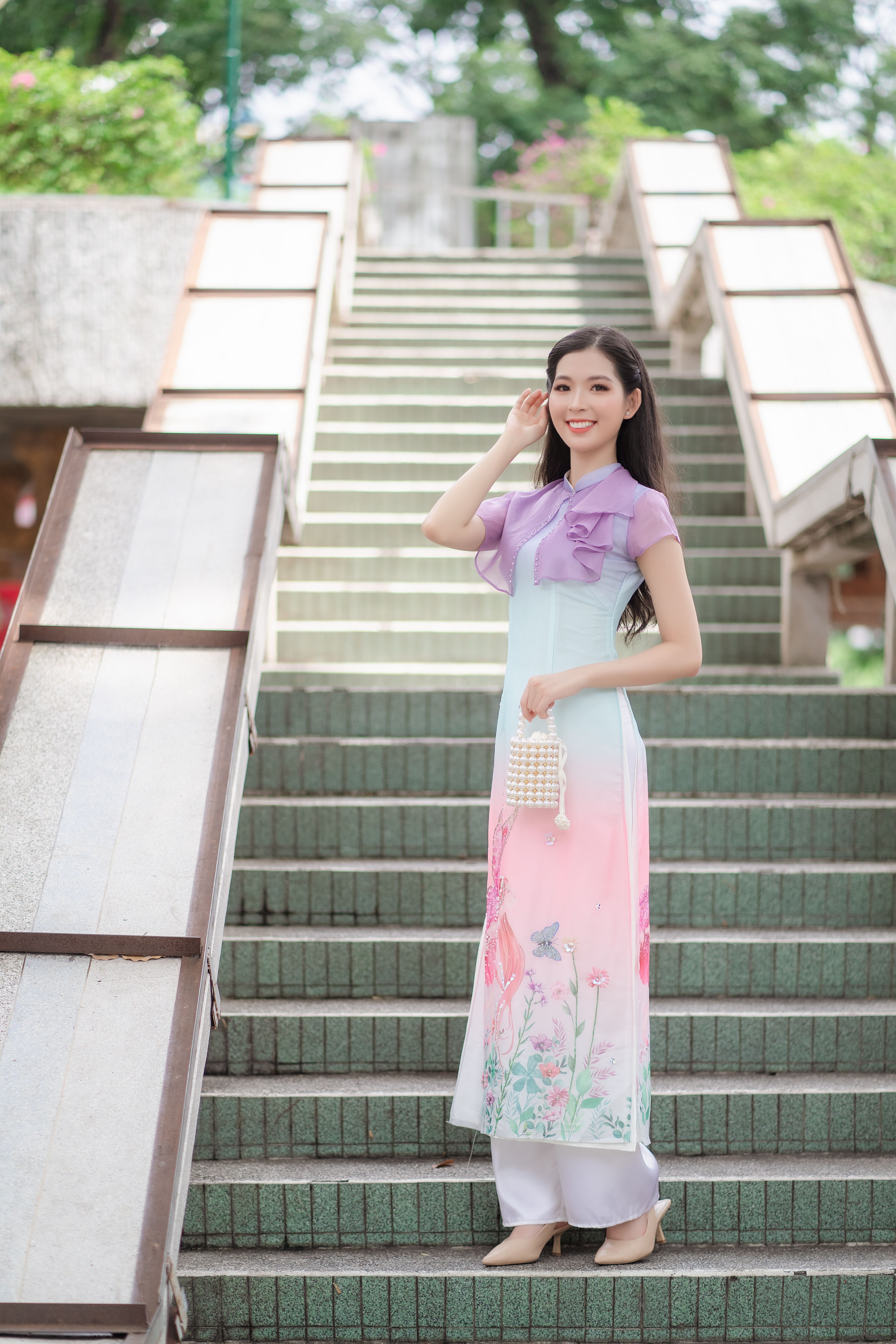 Women Wearing Colorful Dresses on Stairs · Free Stock Photo