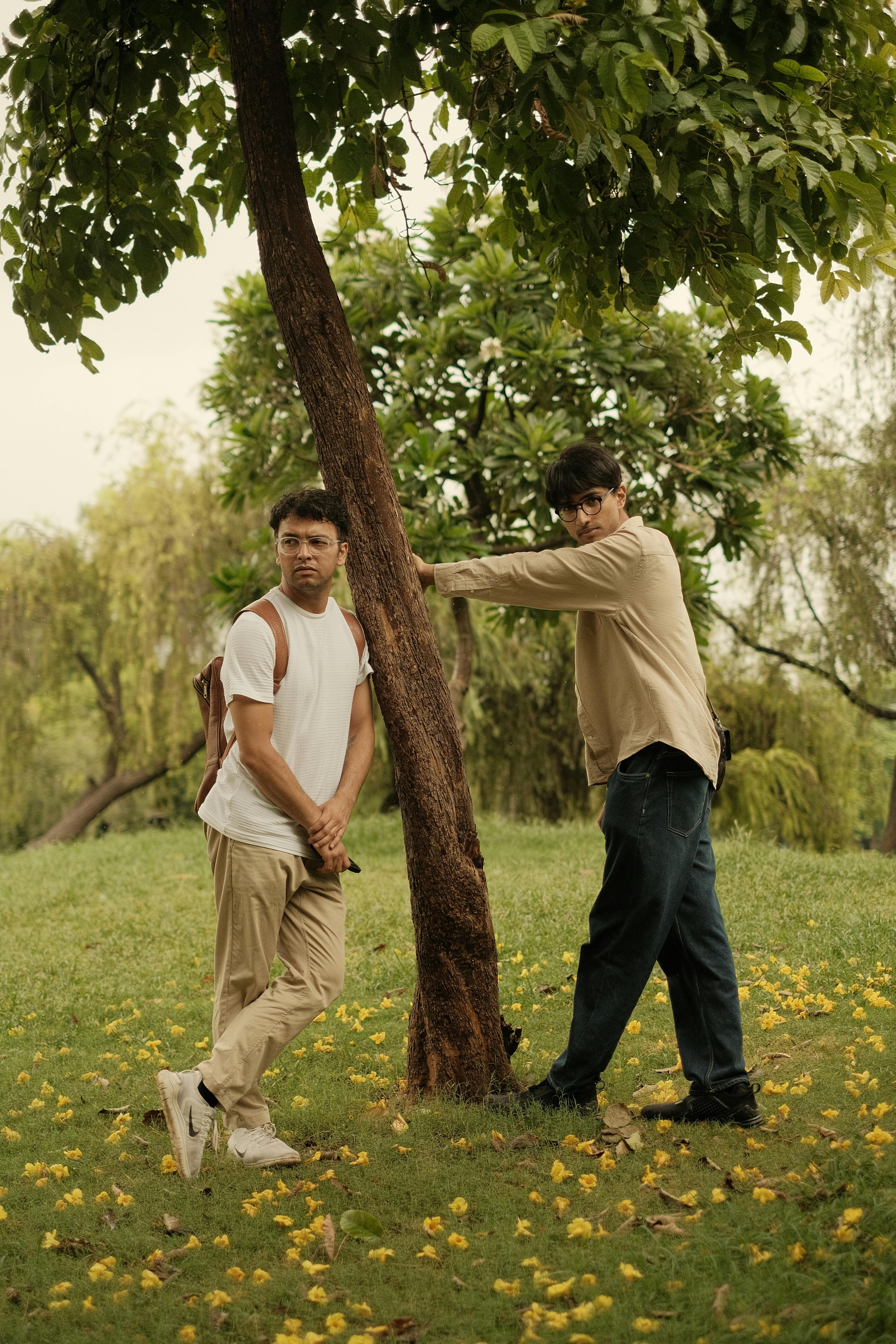 Men Standing in Meadow under Tree · Free Stock Photo