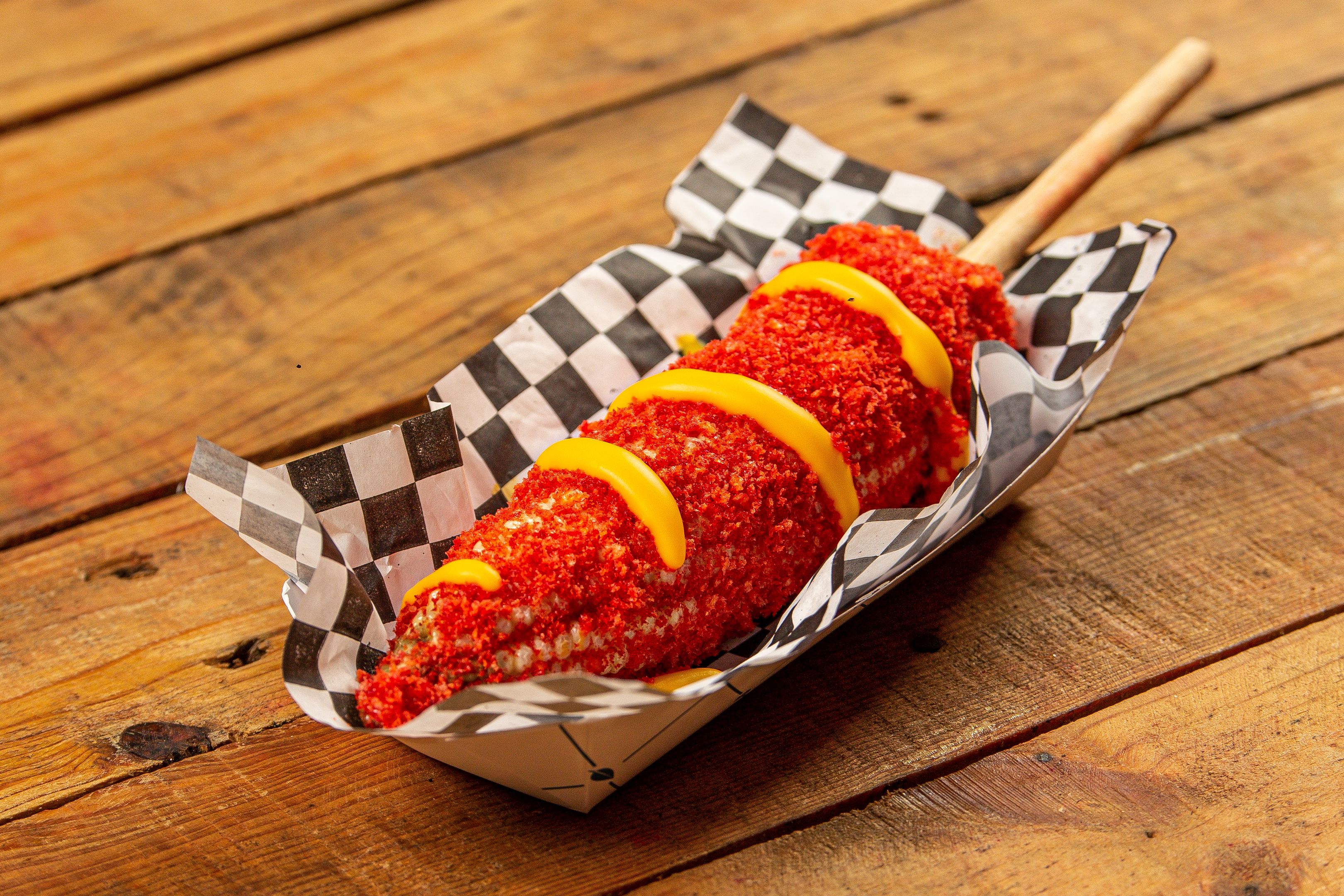 Ready-to-Eat Corn Dog with Mustard · Free Stock Photo