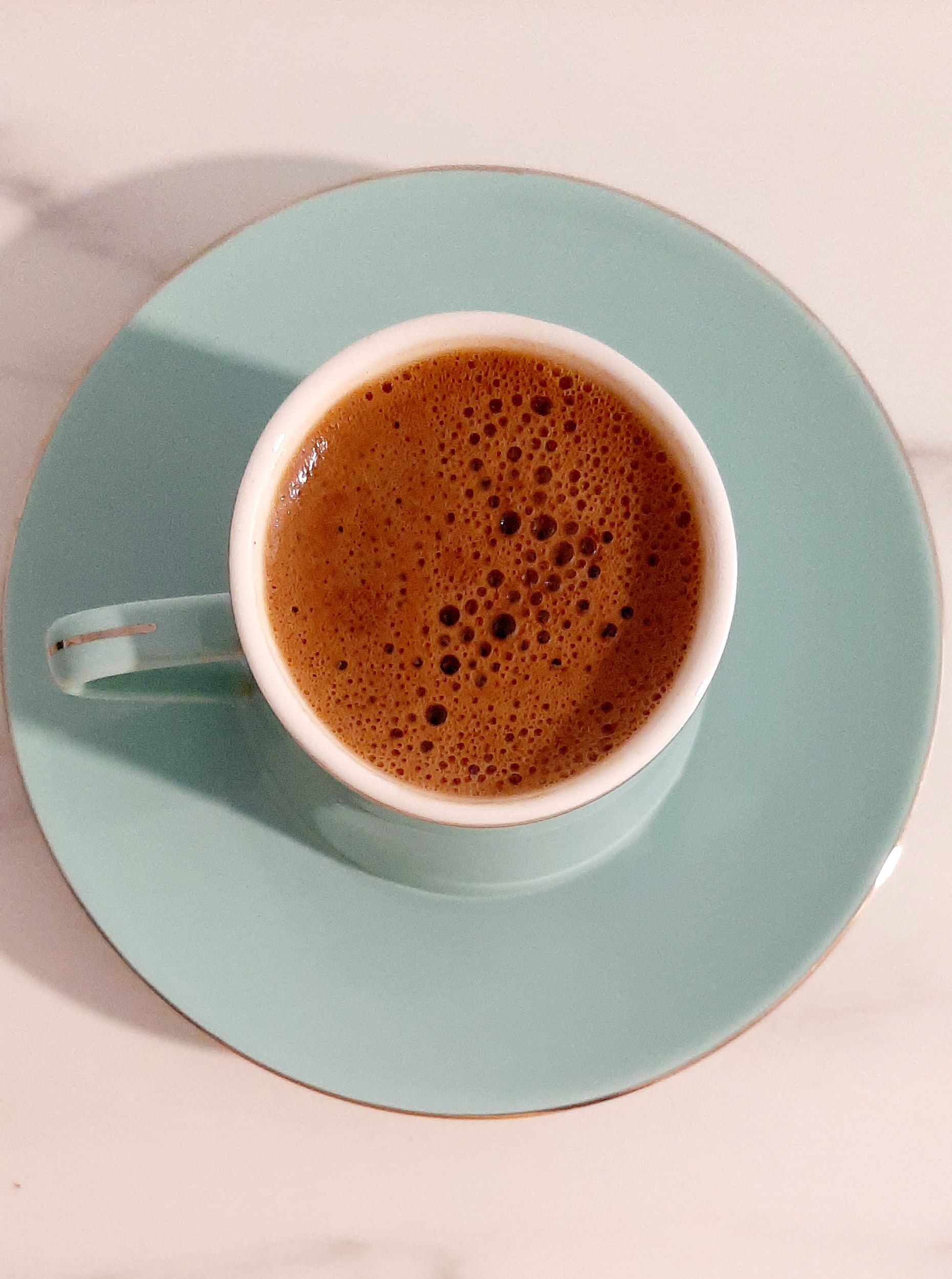Blue Cup of Coffee Set on Plate · Free Stock Photo