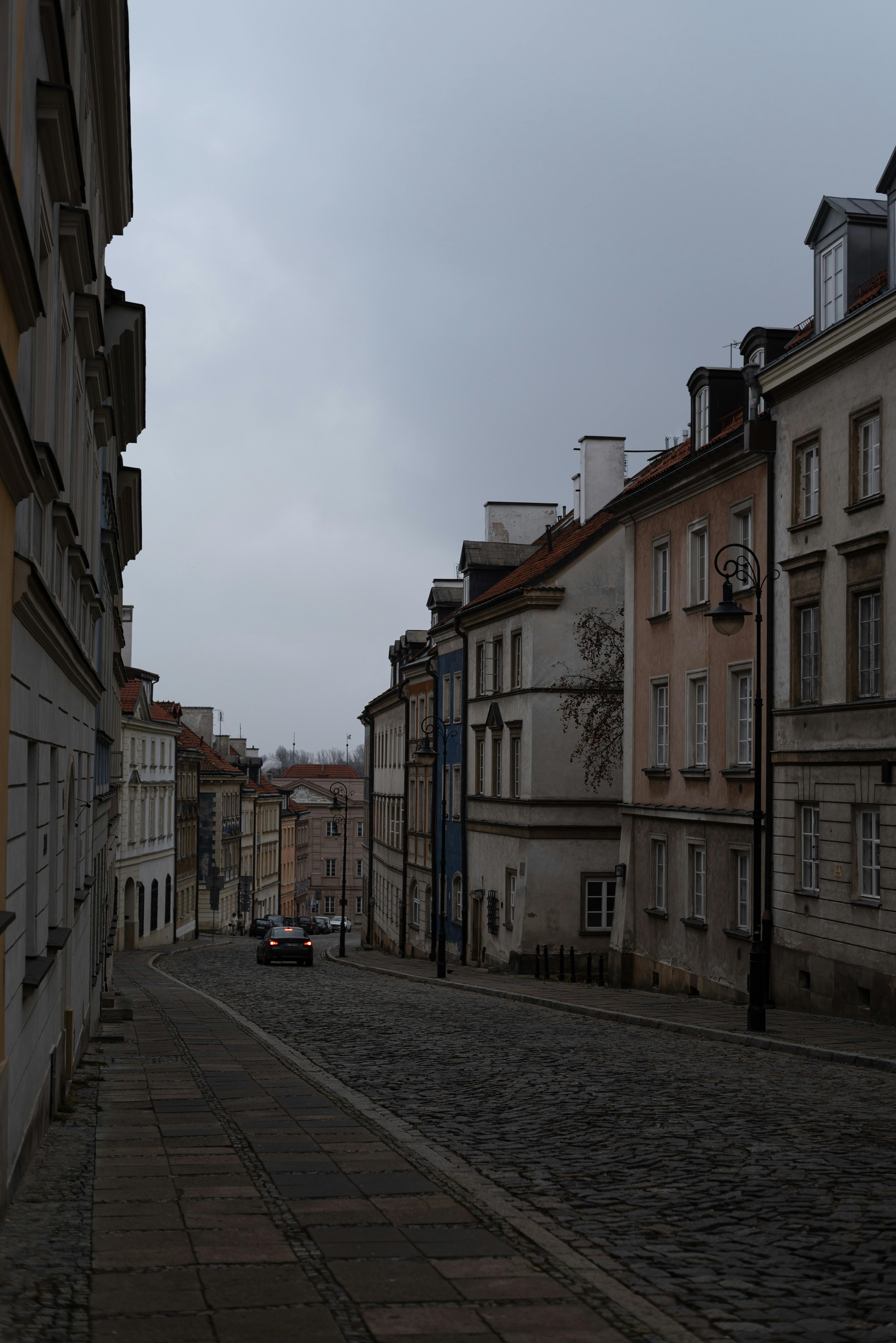 Overcast over Cobblestone Street in Old Town · Free Stock Photo