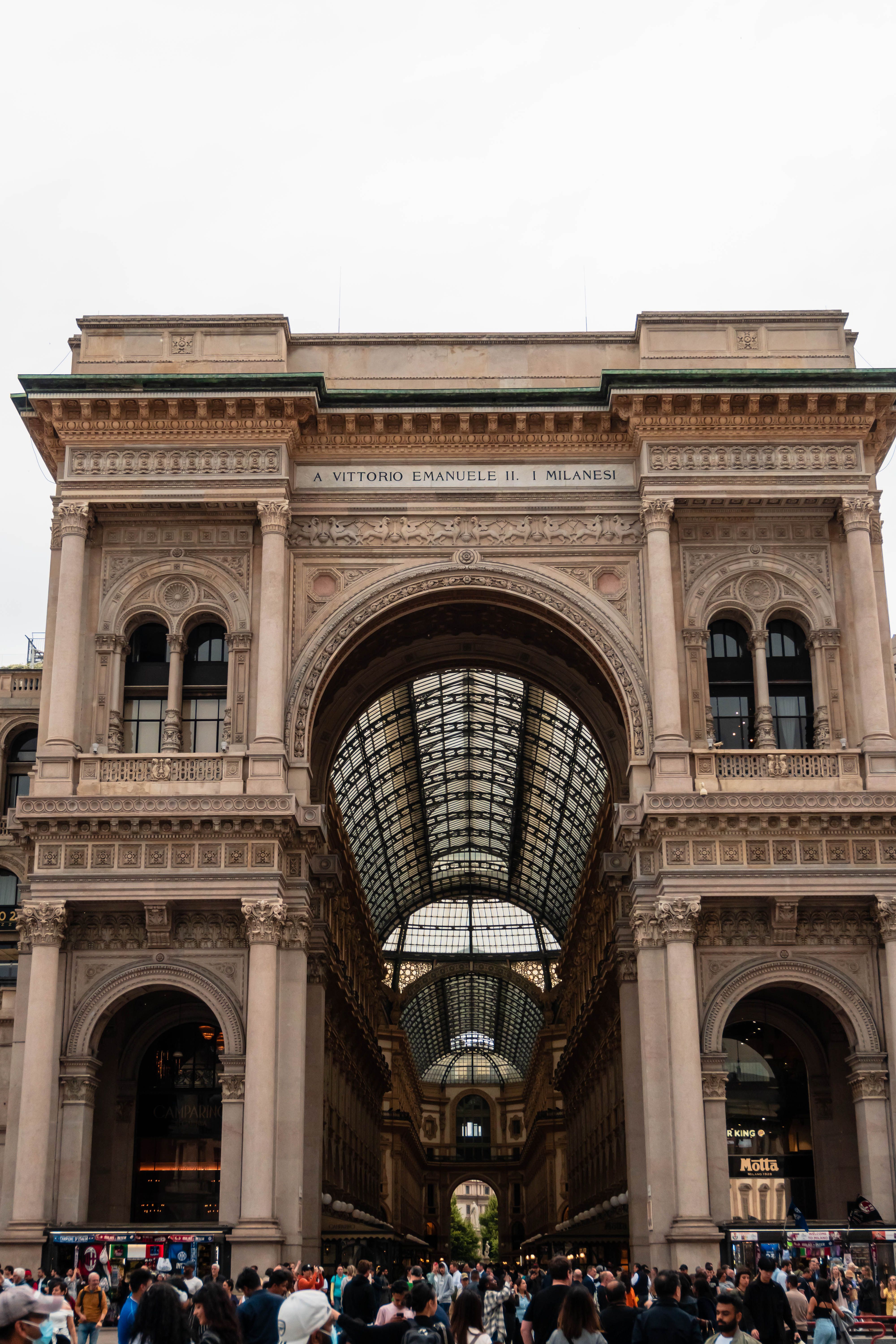 A Crowd in front of the Galleria Vittorio Emanuele II in Milan, Italy ...