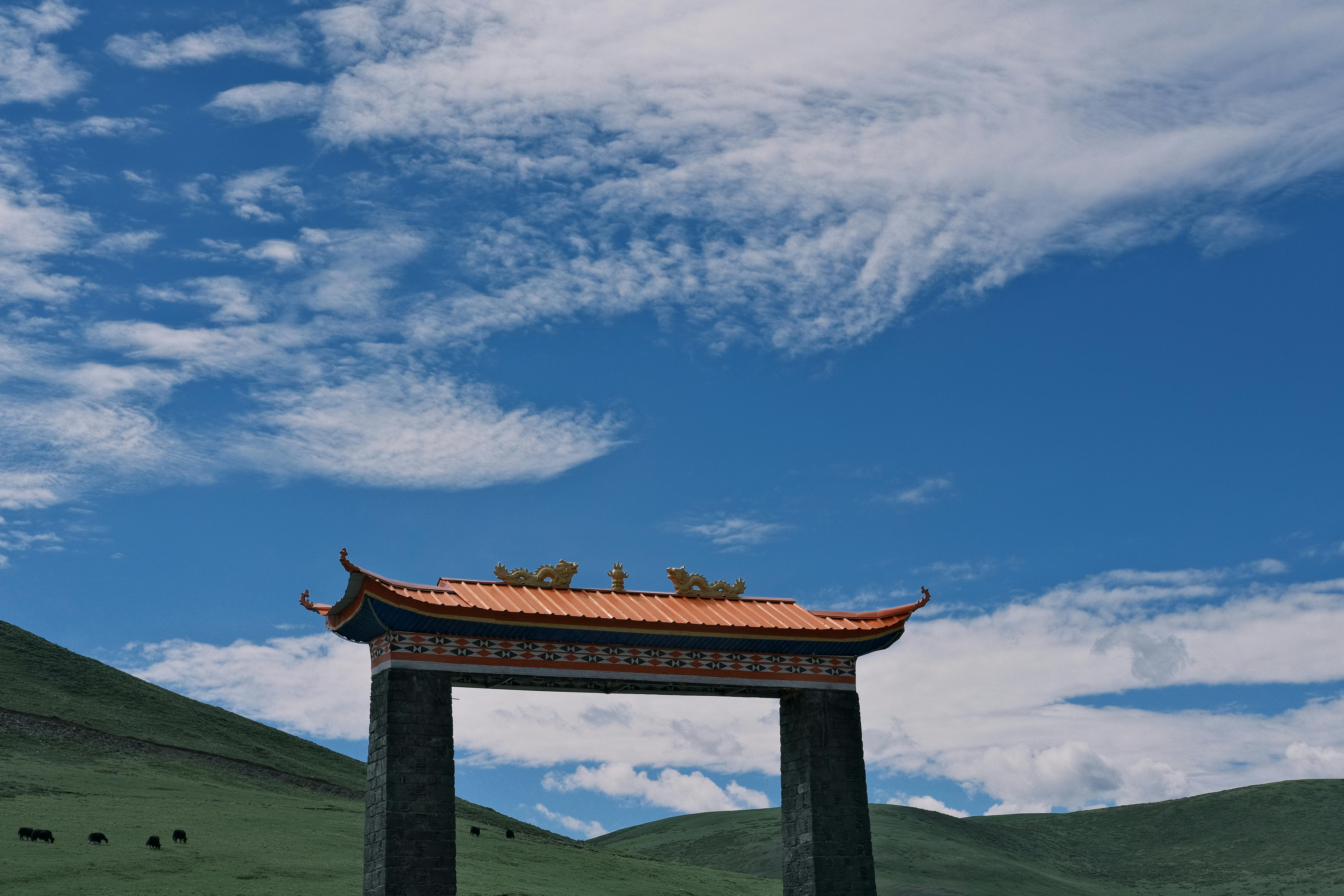 Traditional Buddhist Gates Installed in a Mountain Valley · Free Stock ...