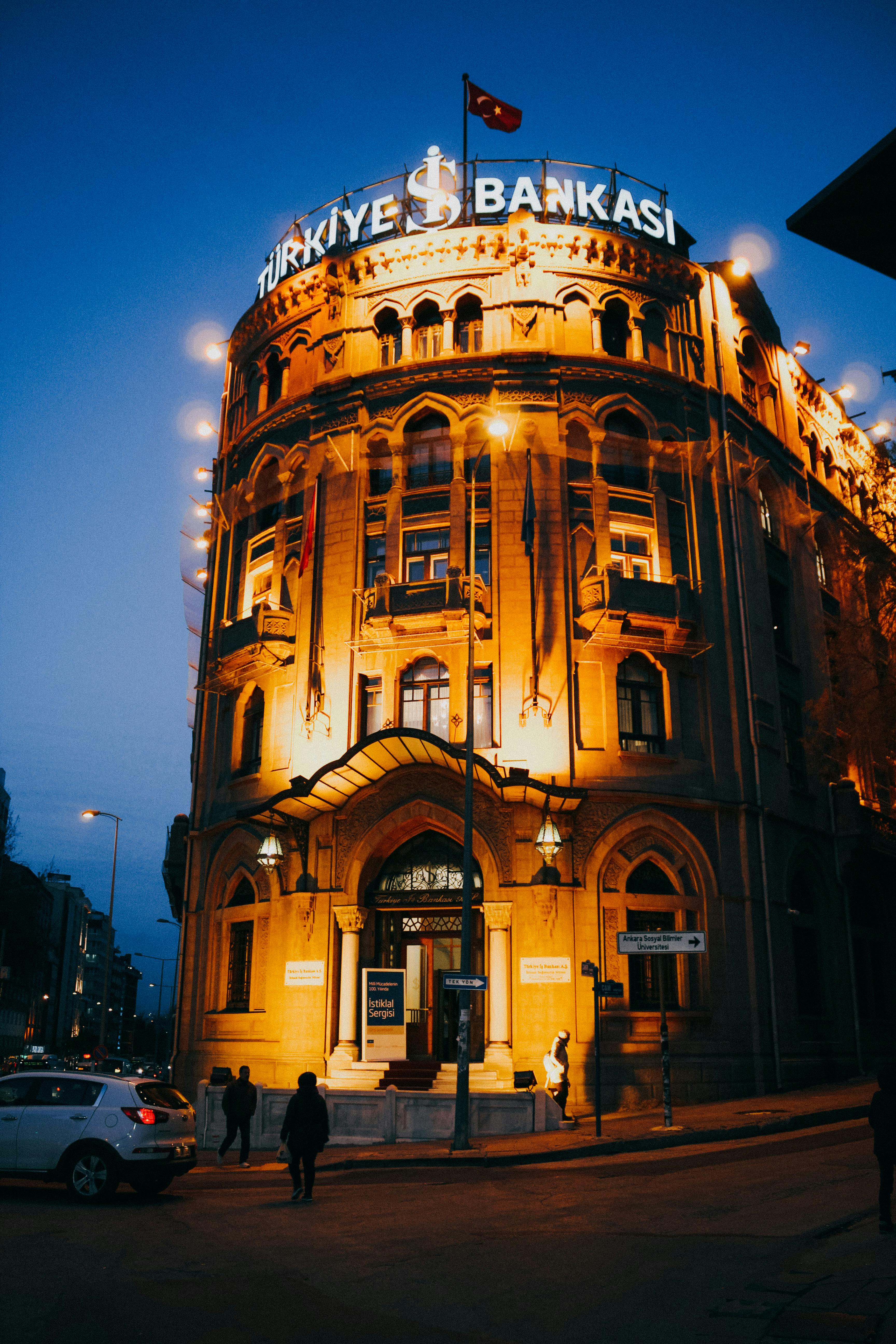 Illuminated Facade of Economic Independence Museum in Ankara · Free ...
