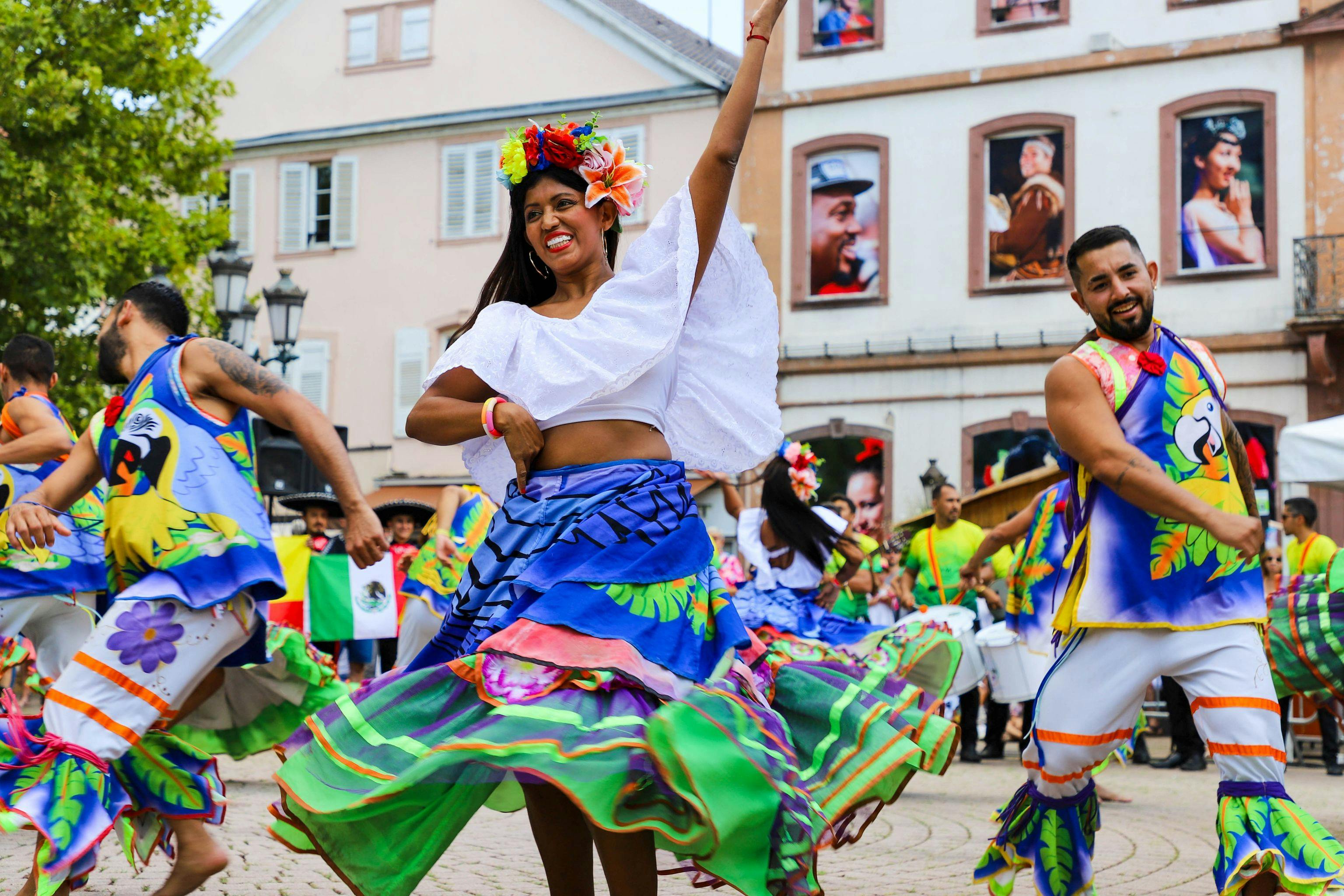Dancers in Traditional Clothing Dancing in the Town Square · Free Stock ...