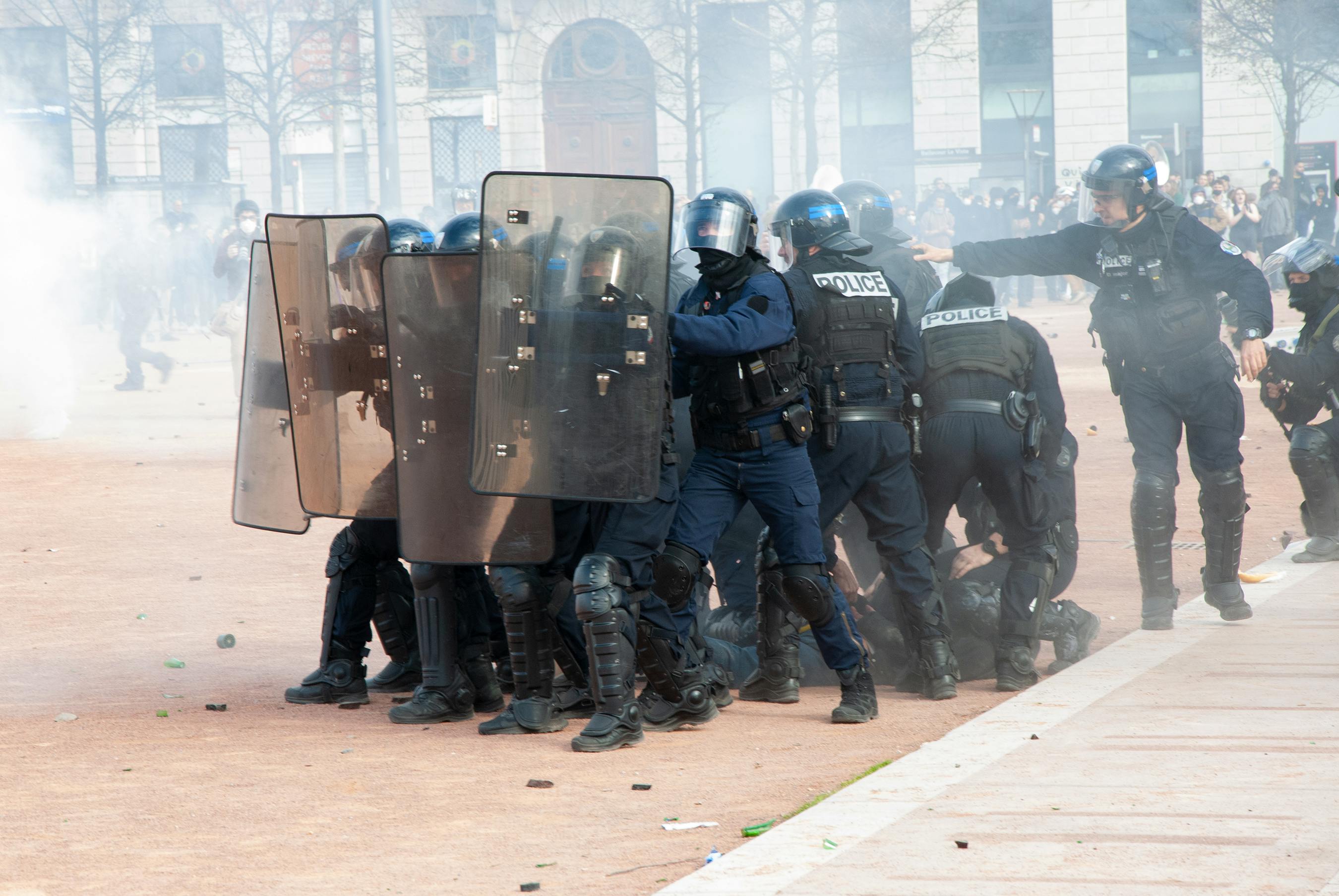 Police Officers with Shields at Demonstration · Free Stock Photo