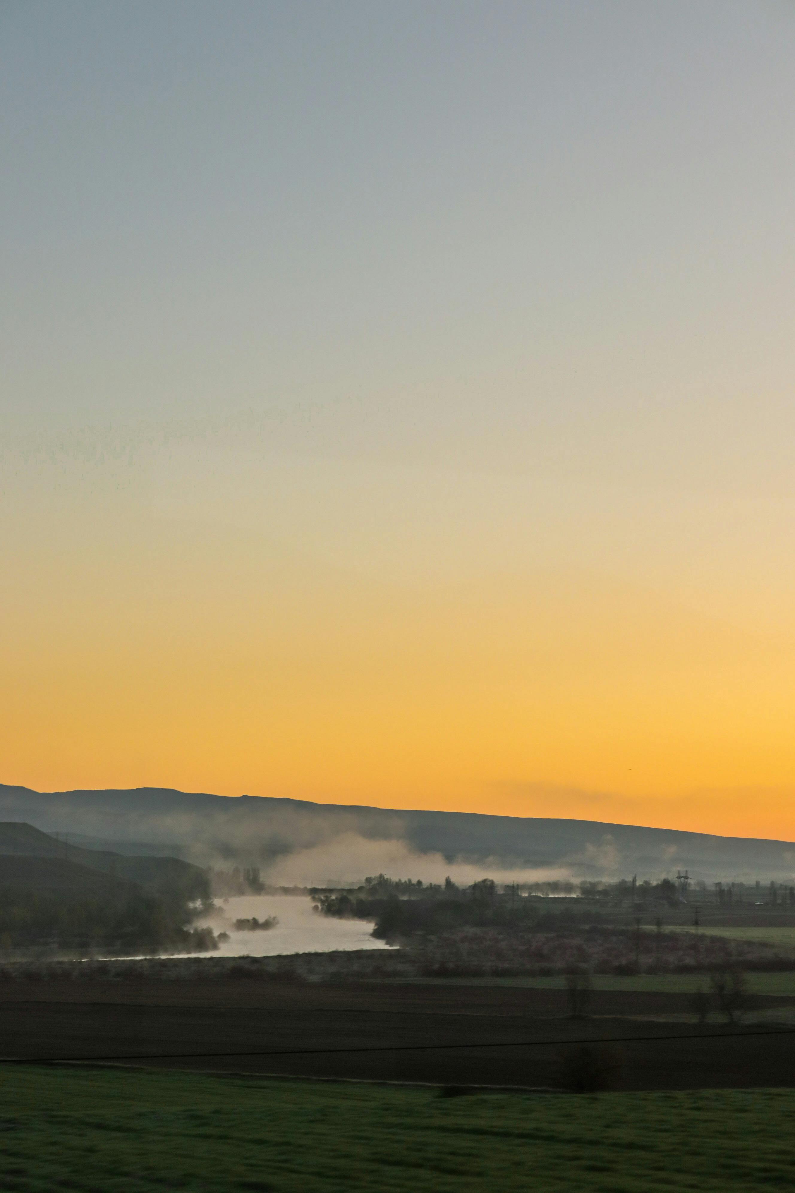 Rural Landscape with River ar Dawn · Free Stock Photo