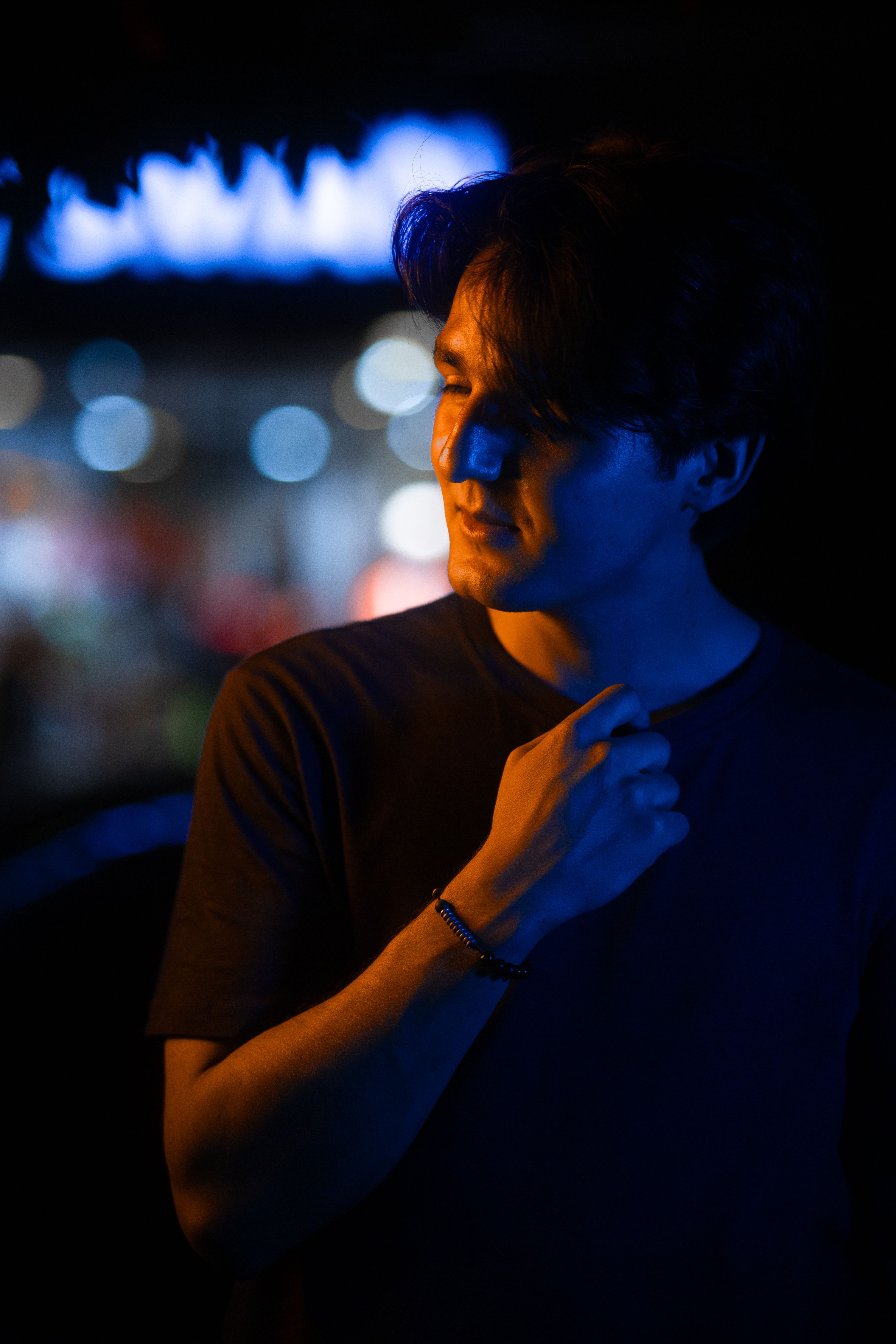Man in Leather Jacket at Night · Free Stock Photo