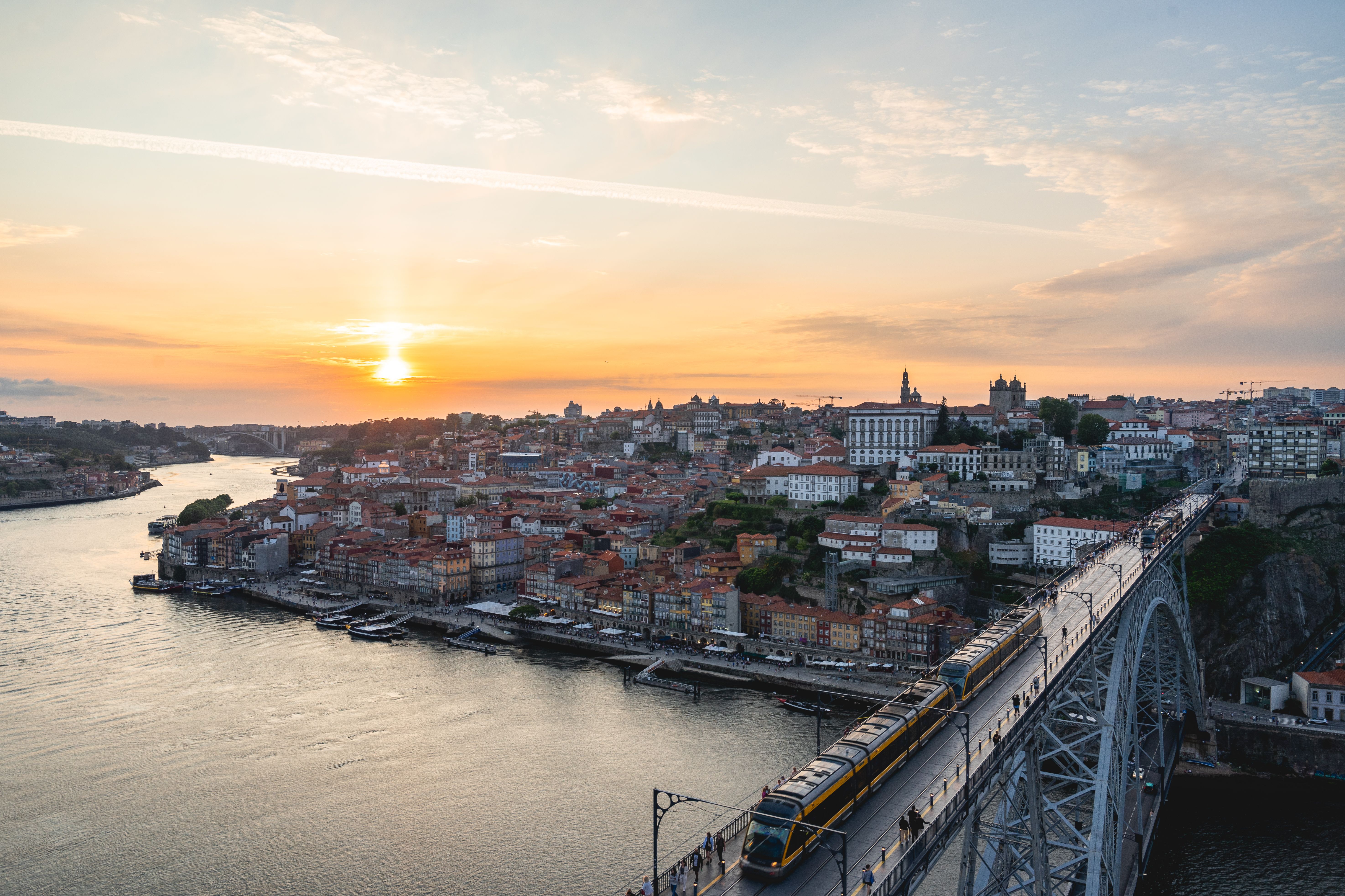 Viewpoint trom the city of porto during sunrise, Porto, Portugal june ...