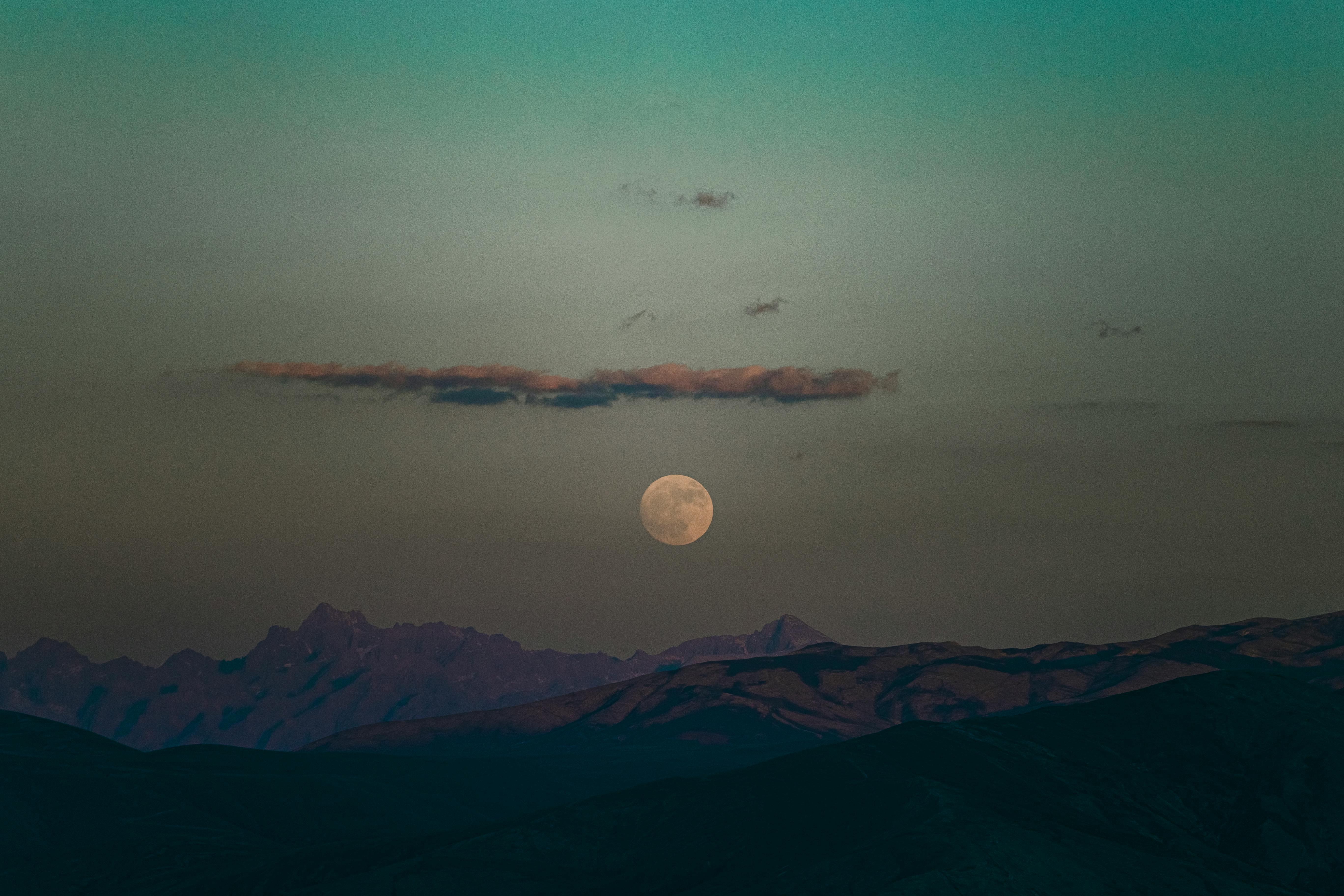Full Moon over Mountain Landscape · Free Stock Photo