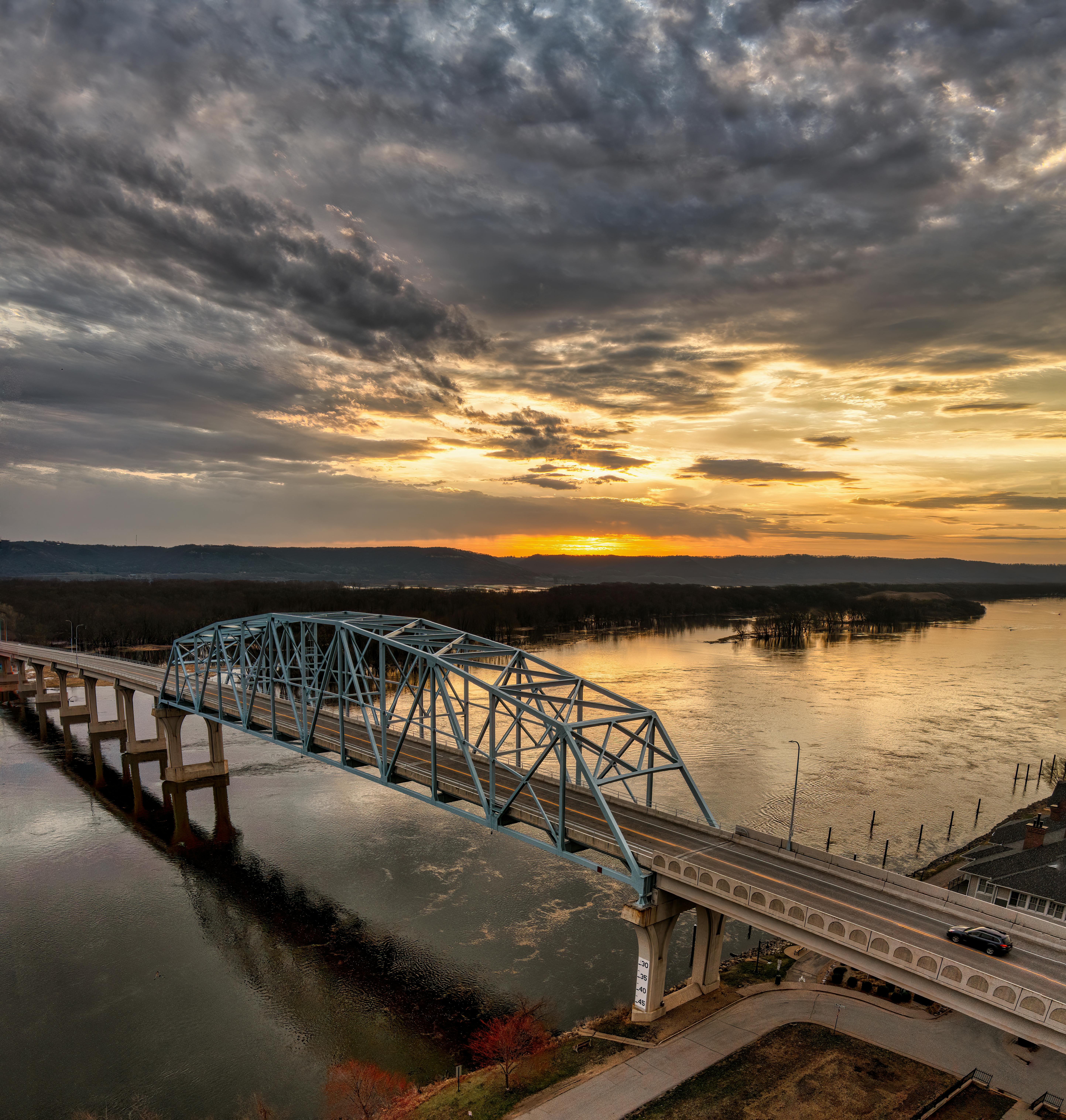 Dramatic Sky at Sunset over Bridge · Free Stock Photo