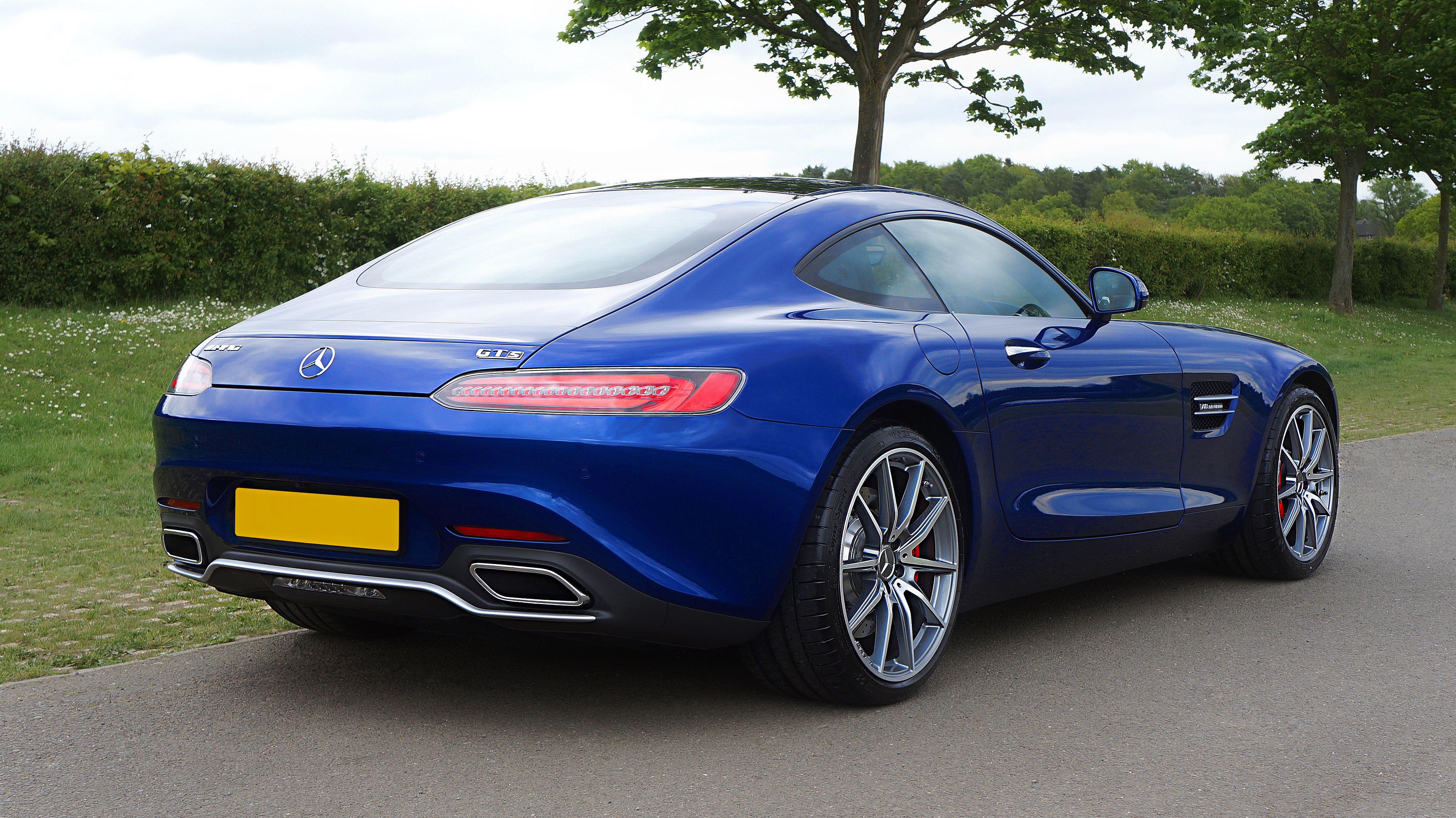 Back of Blue Mercedes AMG GT · Free Stock Photo