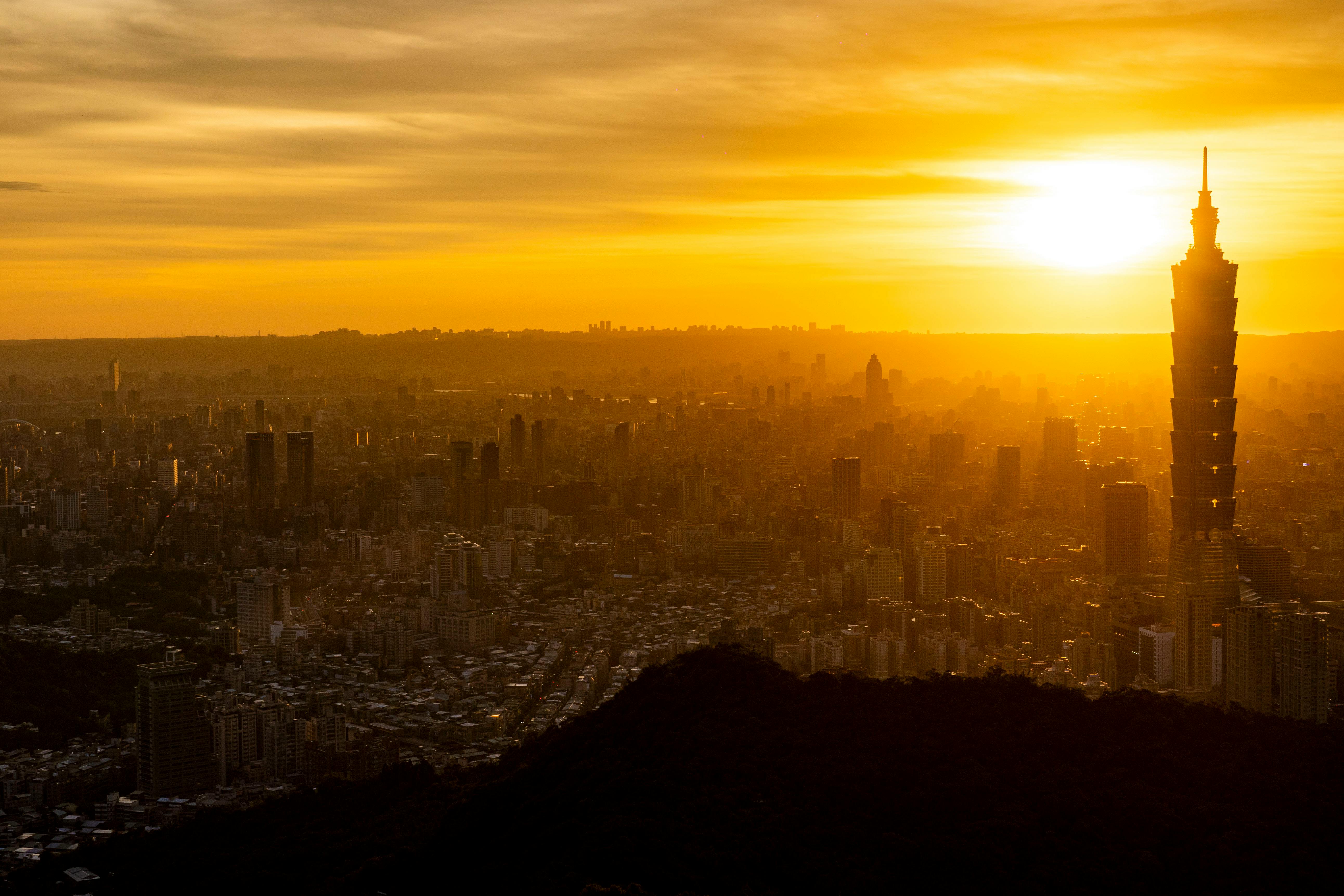 Birds Eye View of a City at Sunset · Free Stock Photo