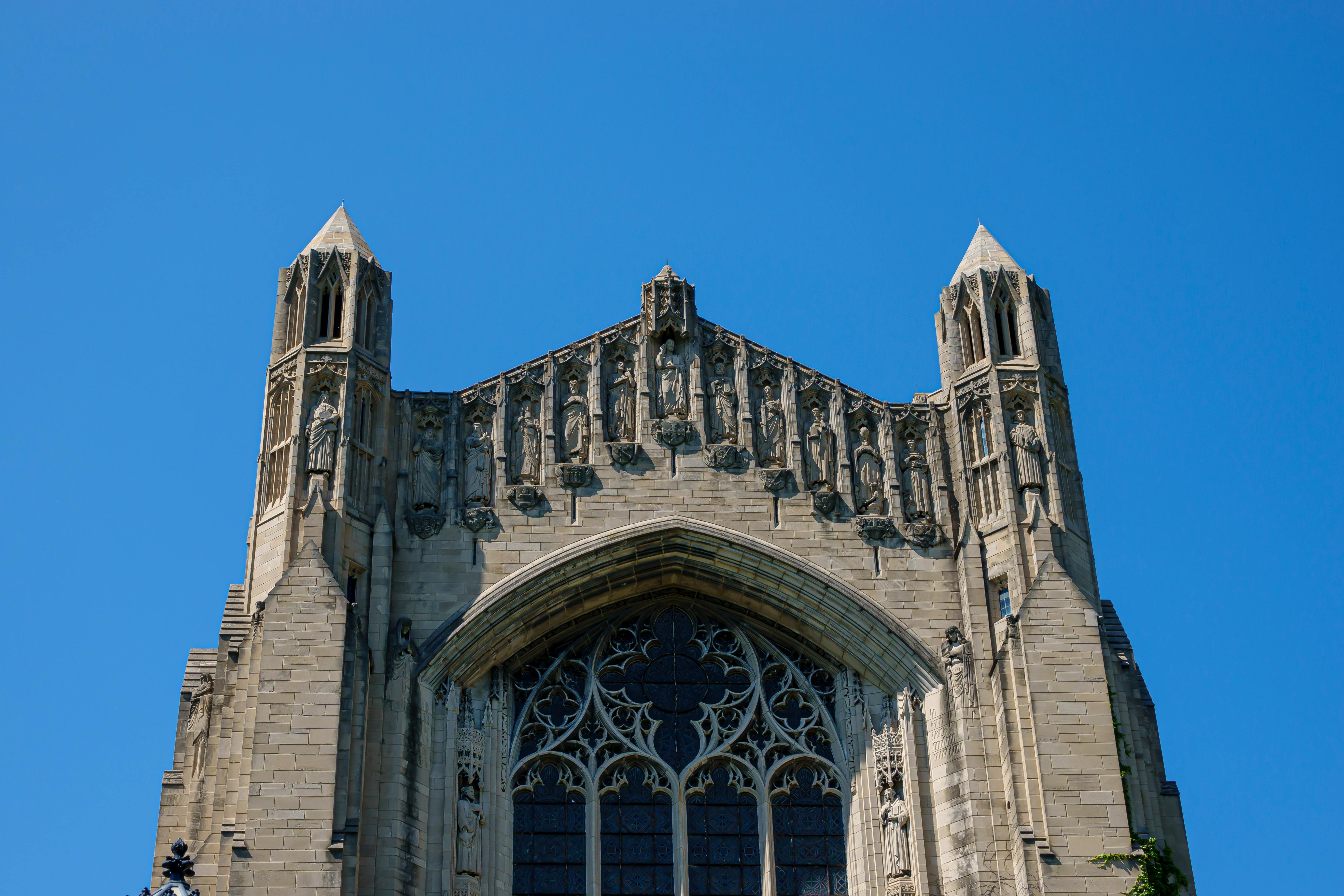 Closeup of a Decorative Gothic Revival Chapel against Blue Sky · Free ...