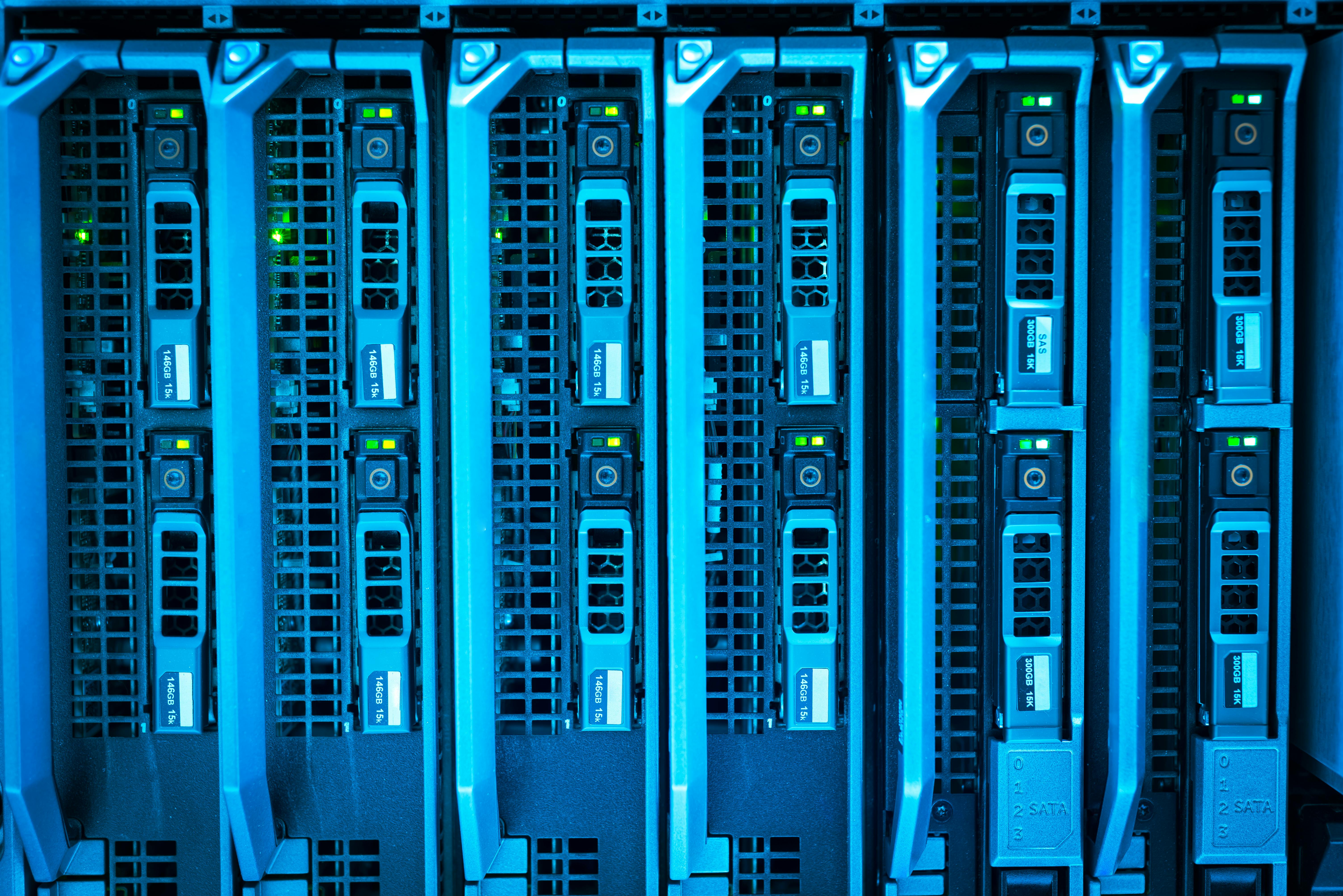 Box Server Illuminated on Blue · Free Stock Photo