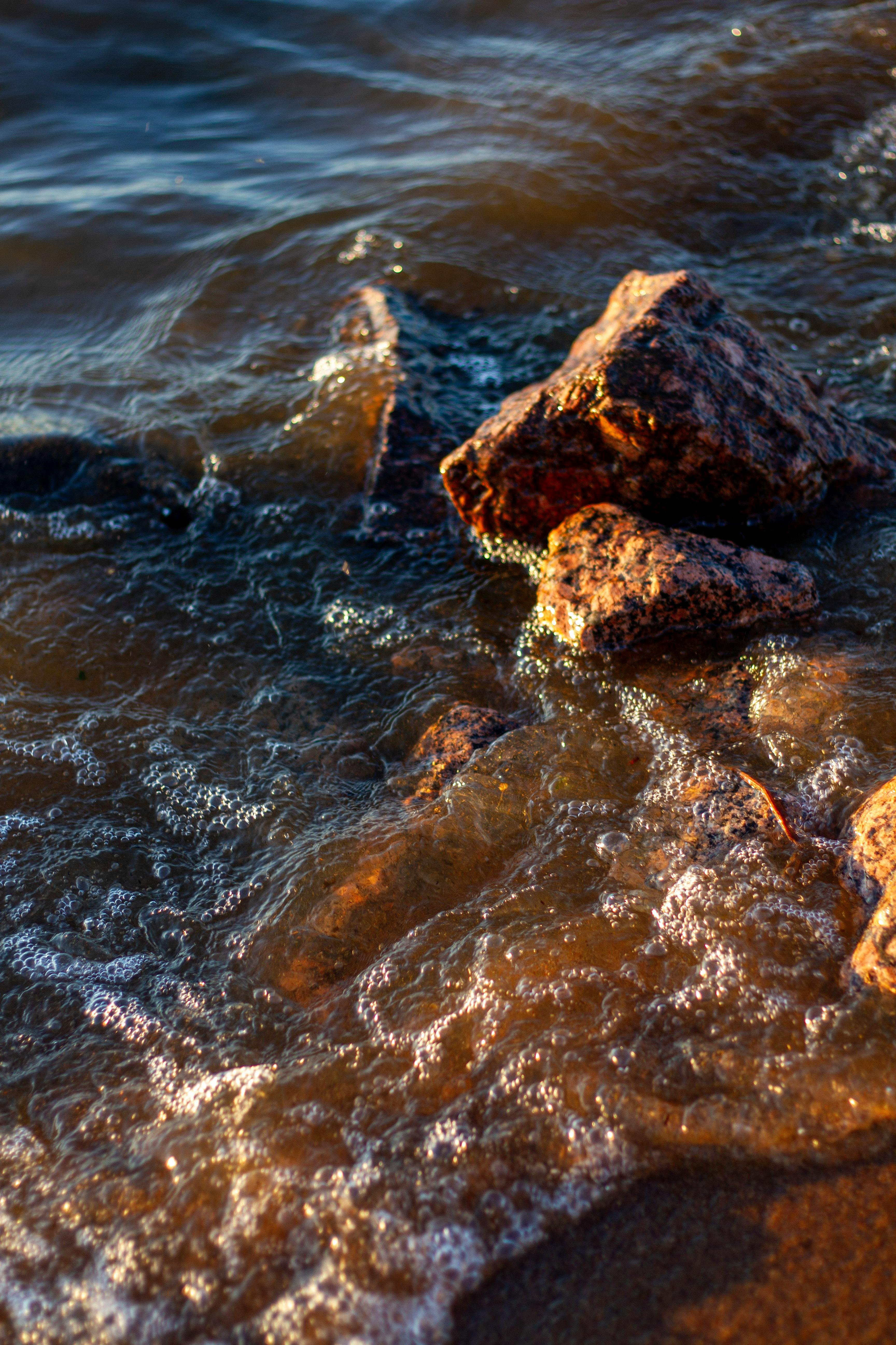 Close-up of Water Washing Up the Beach · Free Stock Photo