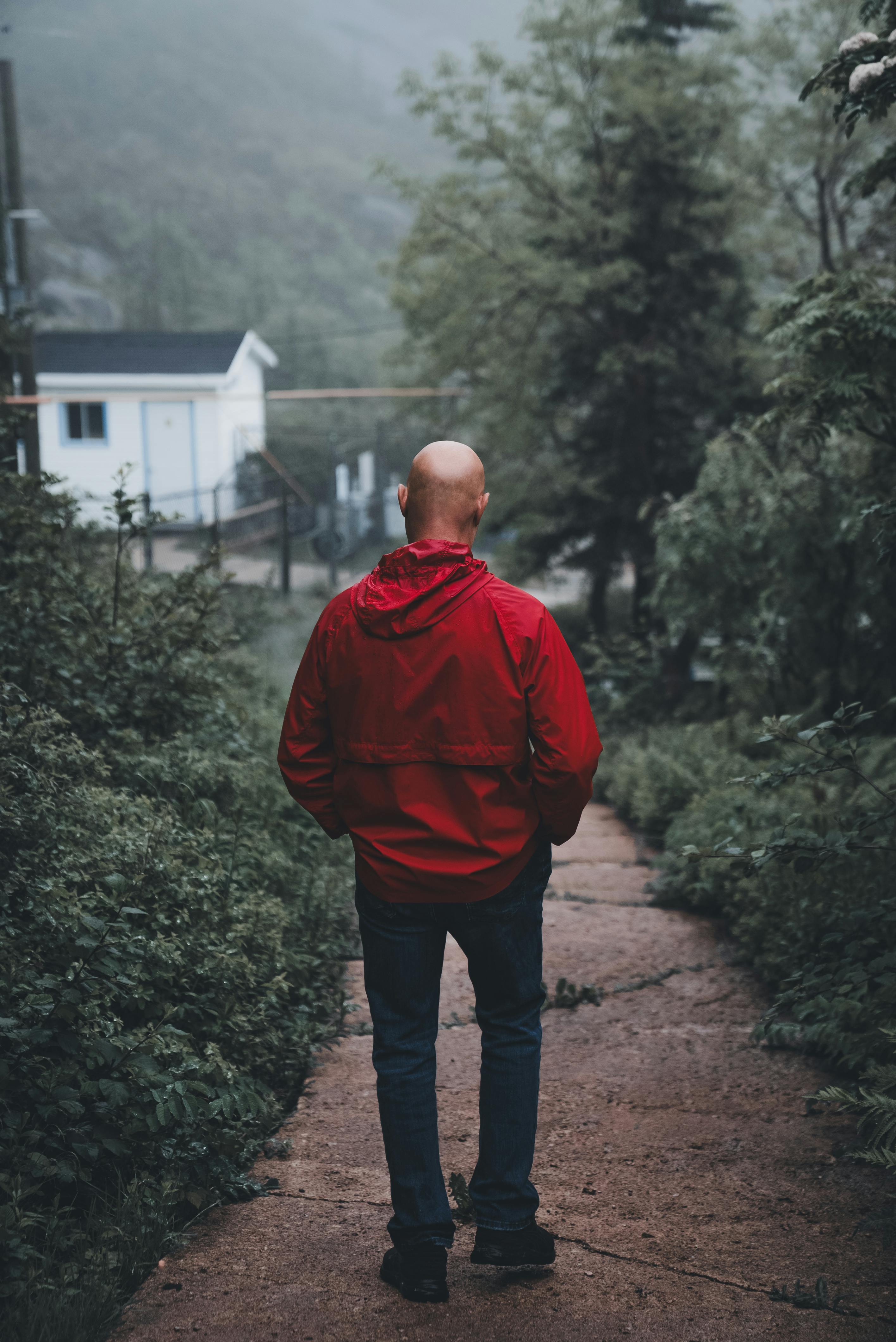 Bald Man Standing among Trees · Free Stock Photo