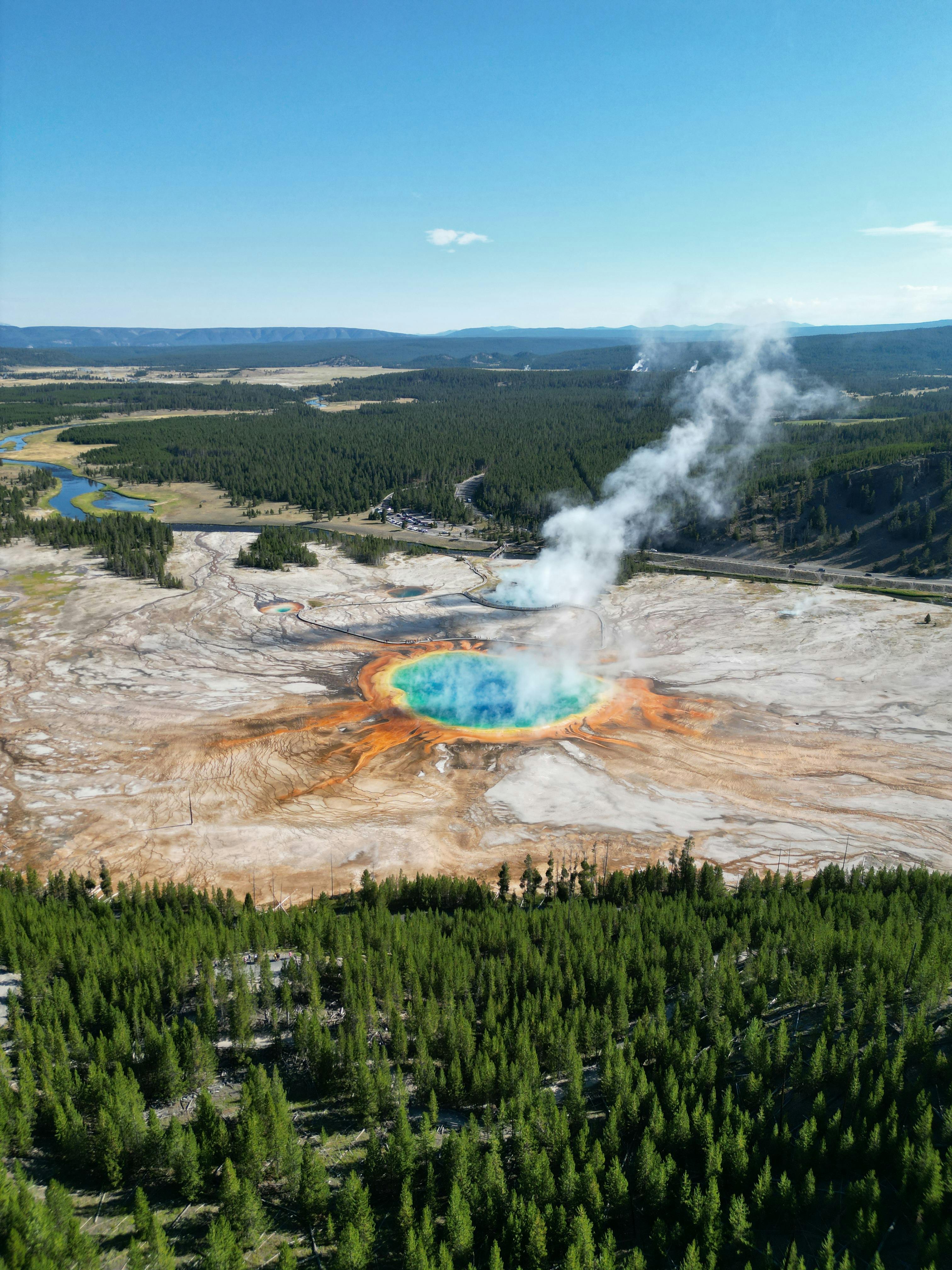 Aerial View of the Yellowstone Caldera in Yellowstone National Park ...