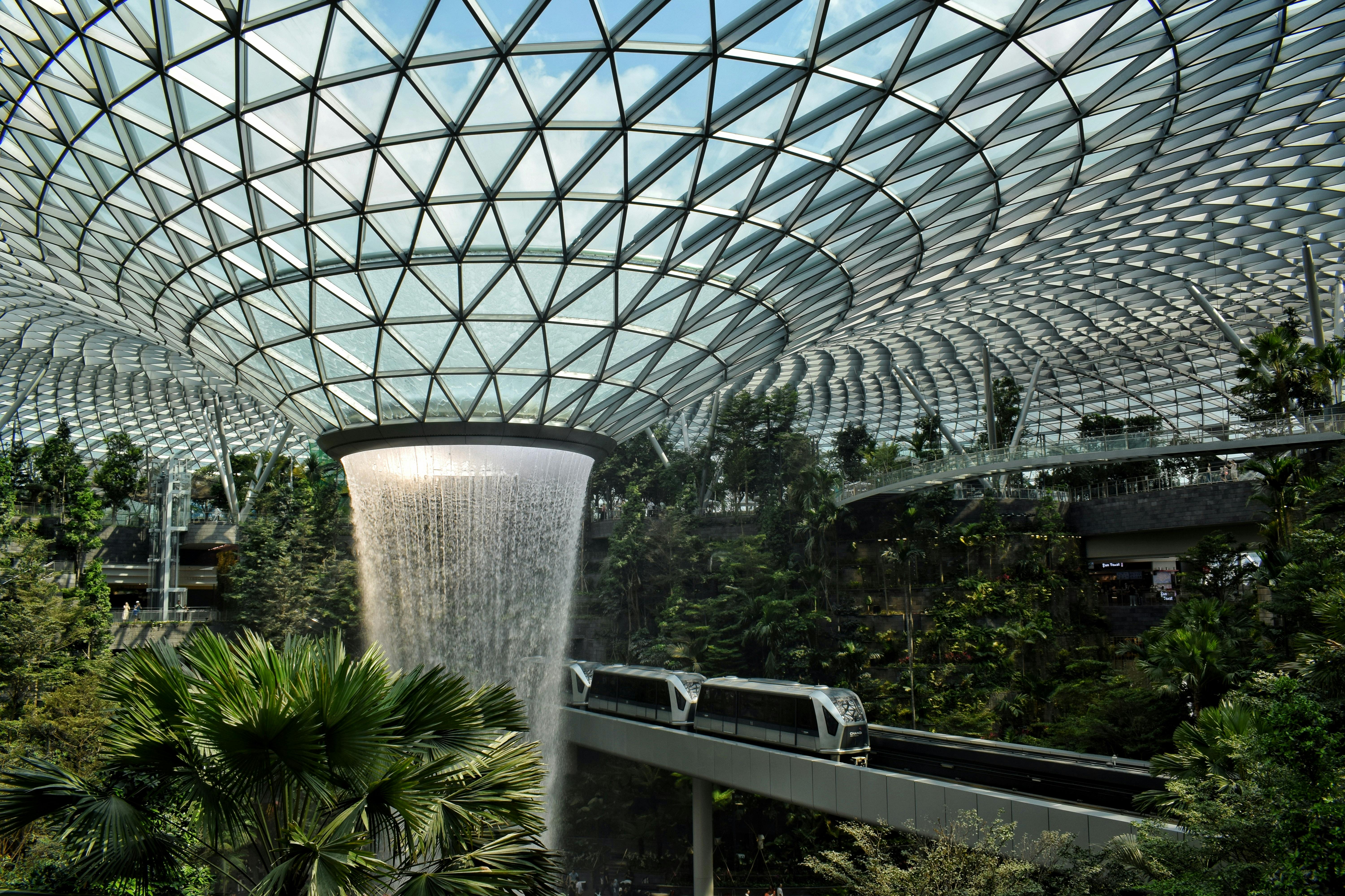 Stunning Waterfall at Jewel Changi Airport Singapore · Free Stock Photo