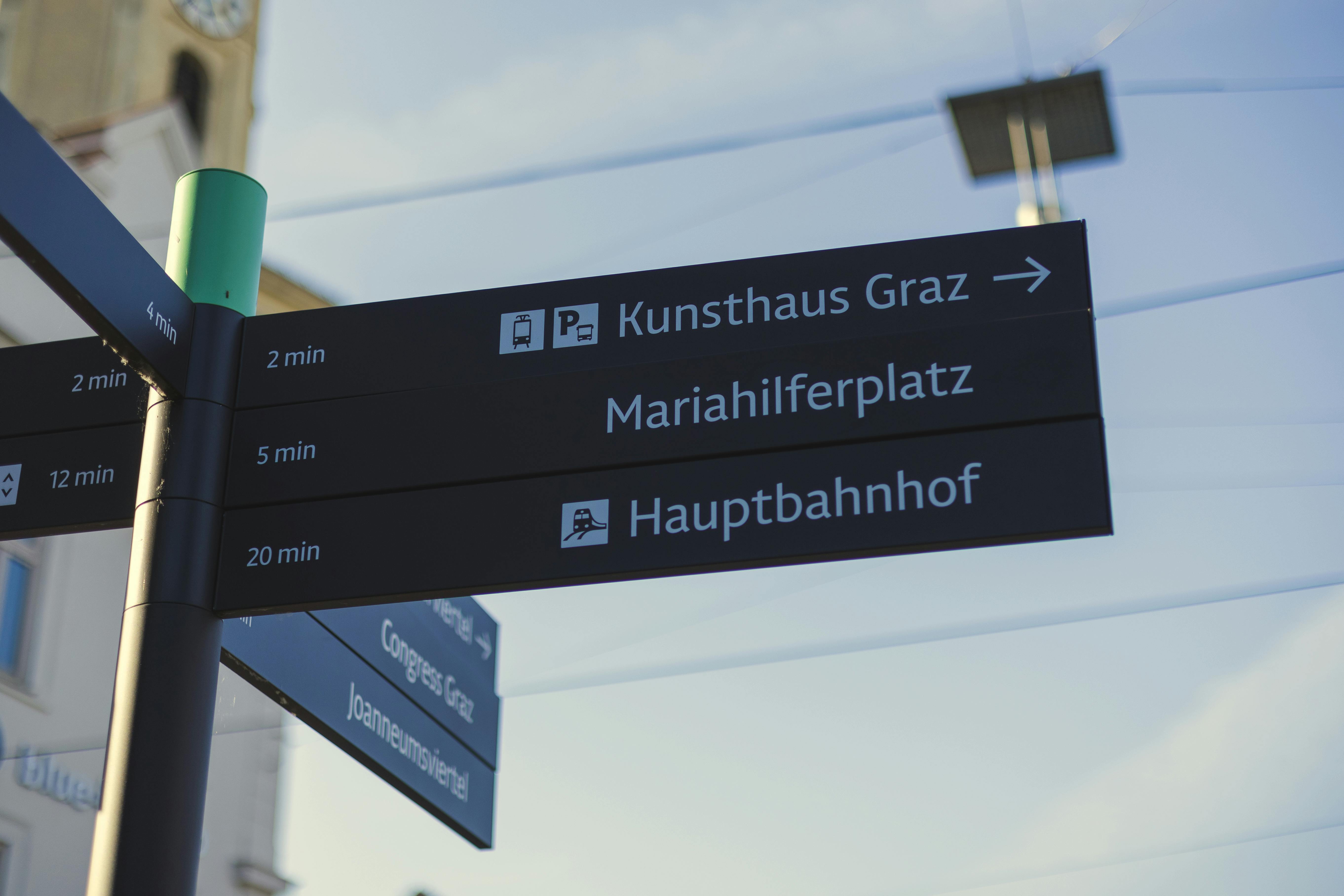 Direction Urban Signs in Graz · Free Stock Photo