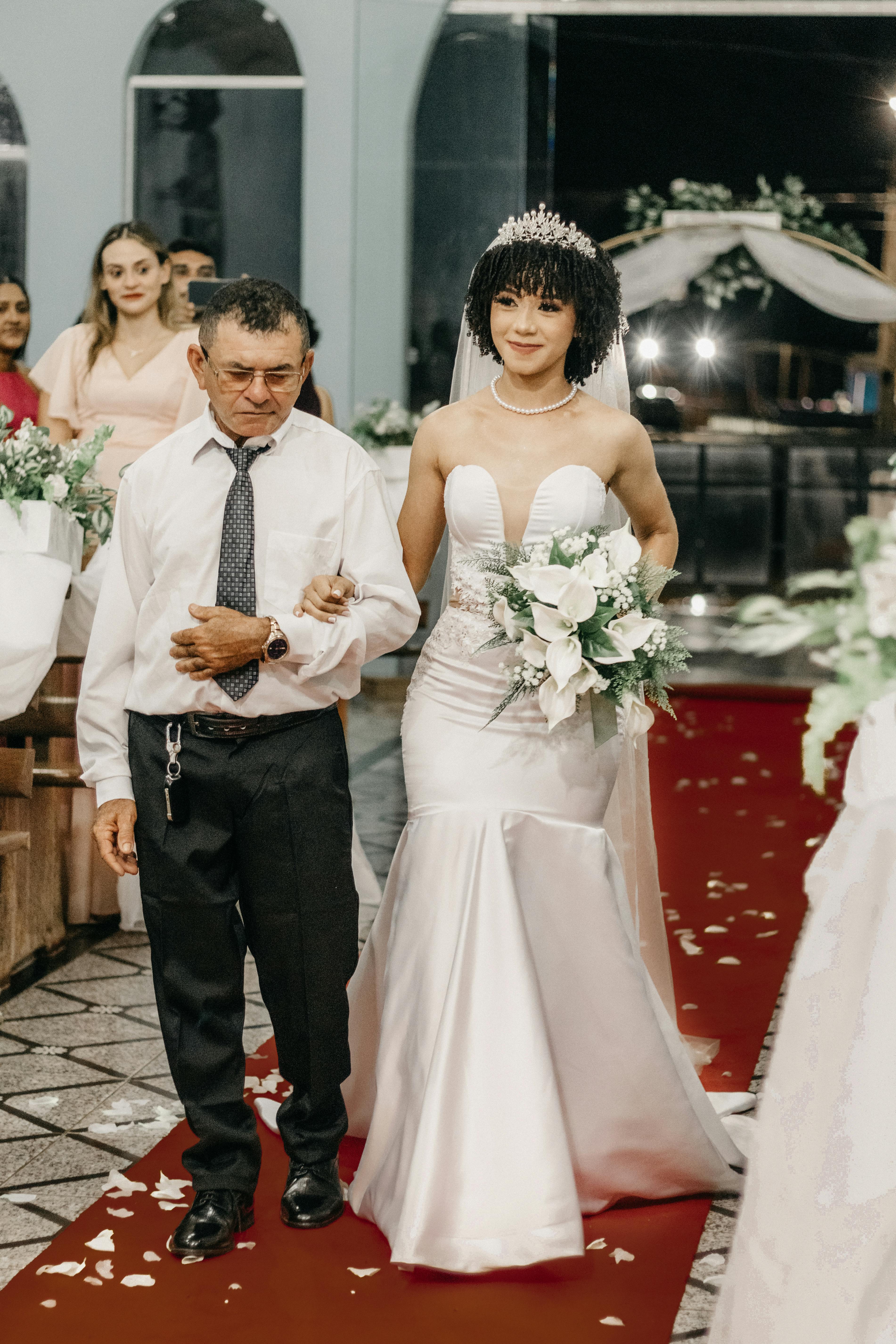 Father Walking with Bride at Wedding · Free Stock Photo