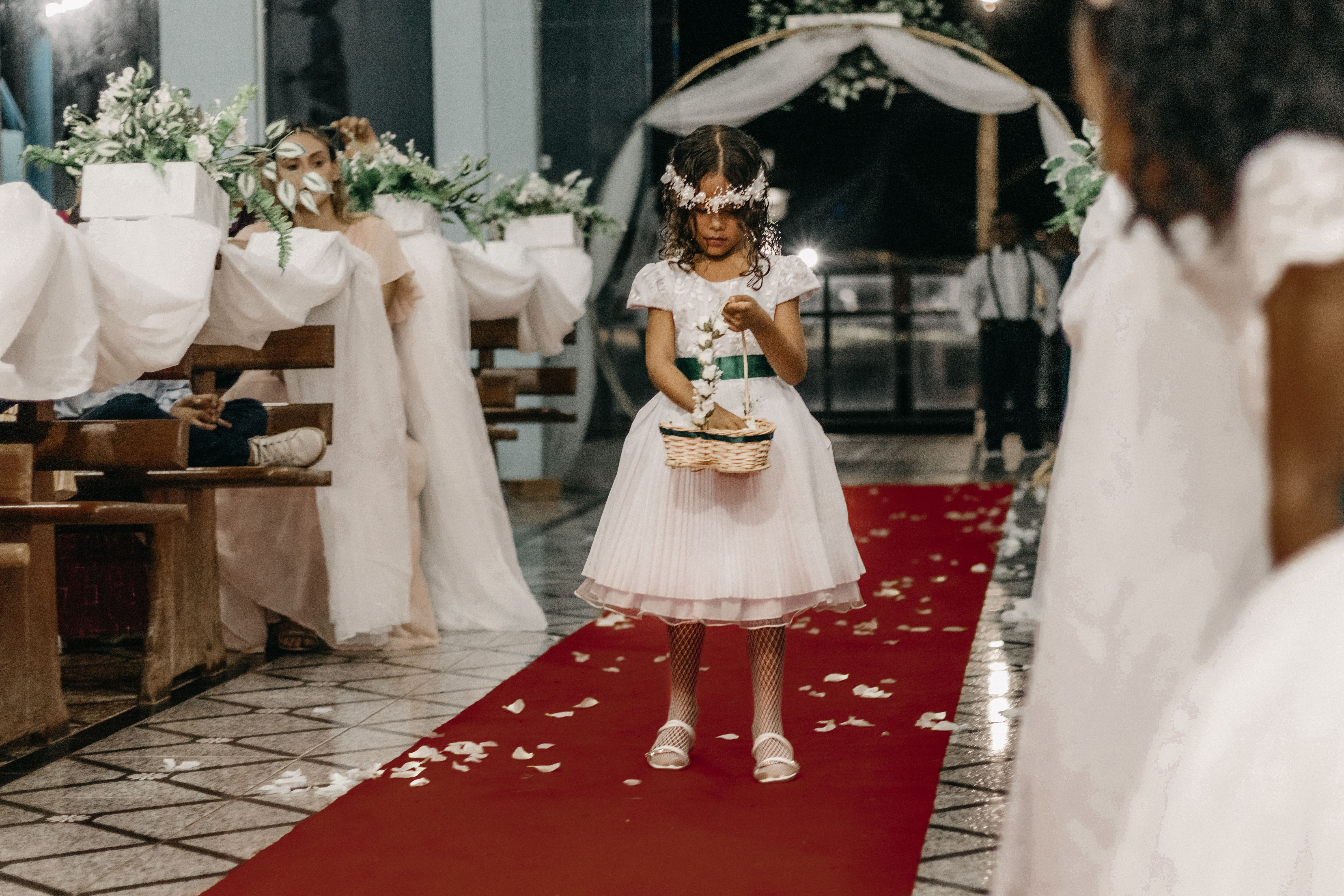 Little Girl Throwing Flower Petals on Floor at Wedding · Free Stock Photo