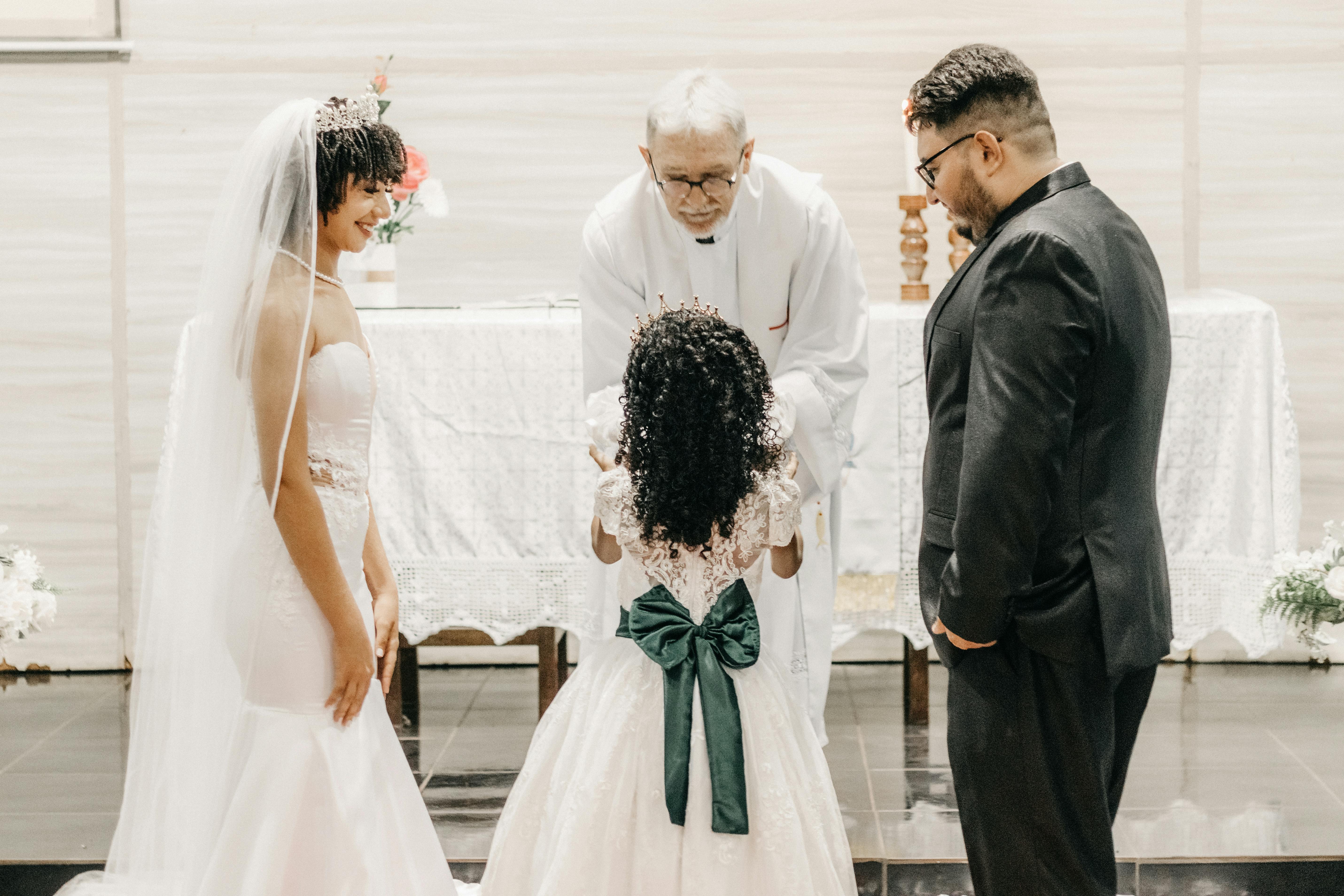 Newlyweds, Priest and Girl at Wedding · Free Stock Photo