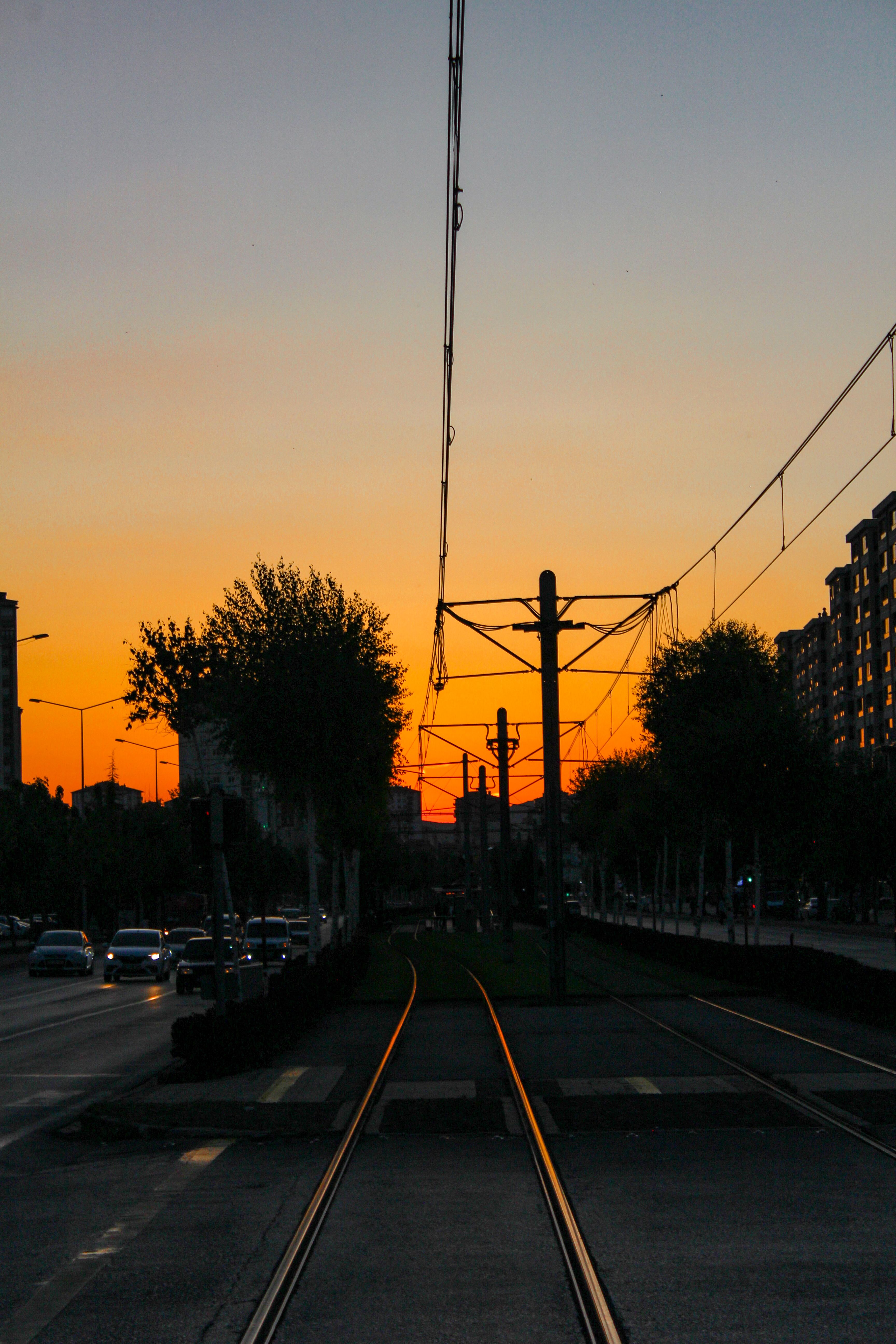 Cable Car Tracks in City at Dusk · Free Stock Photo