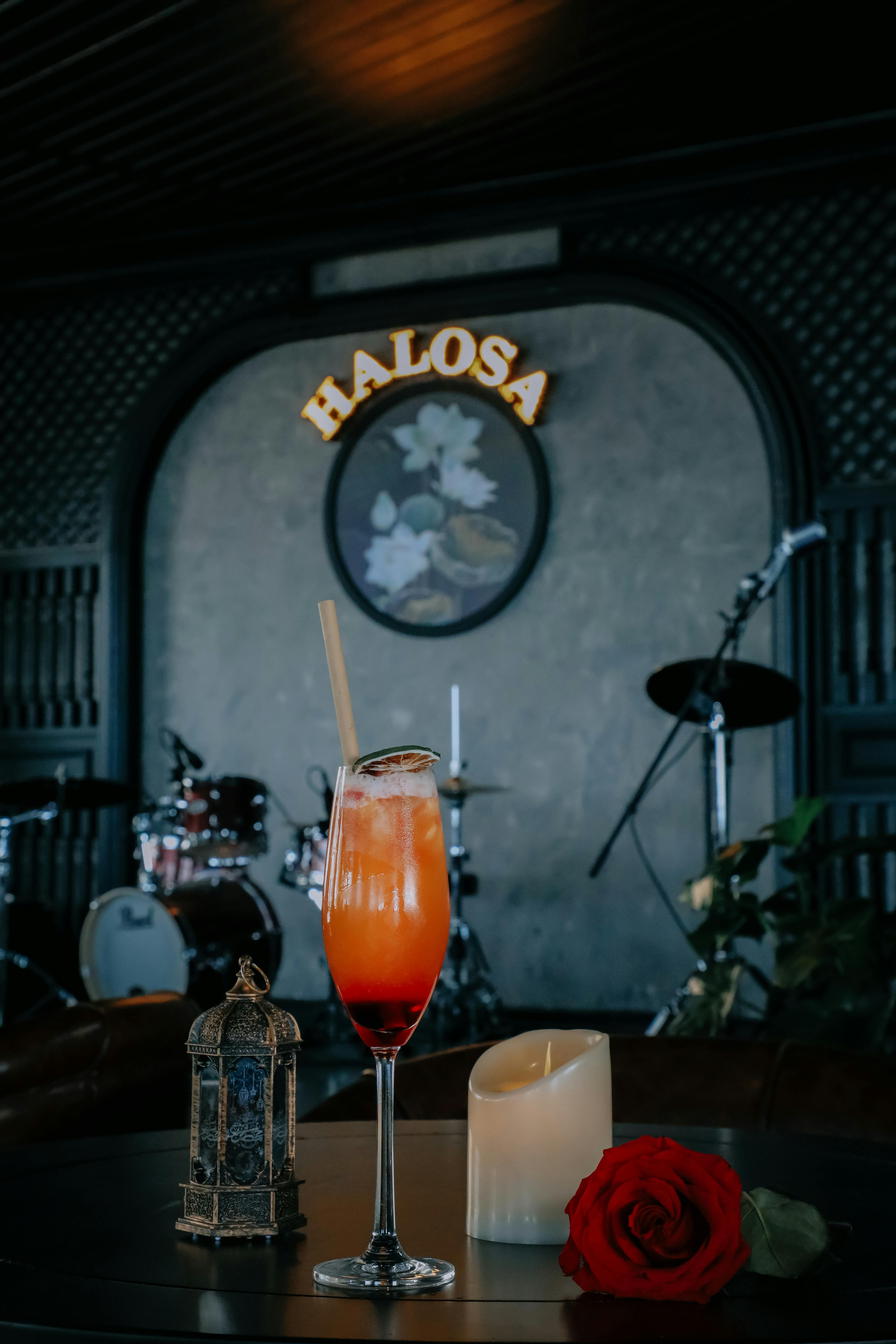 Glass of Cocktail Standing on a Table in a Nightclub with Music ...