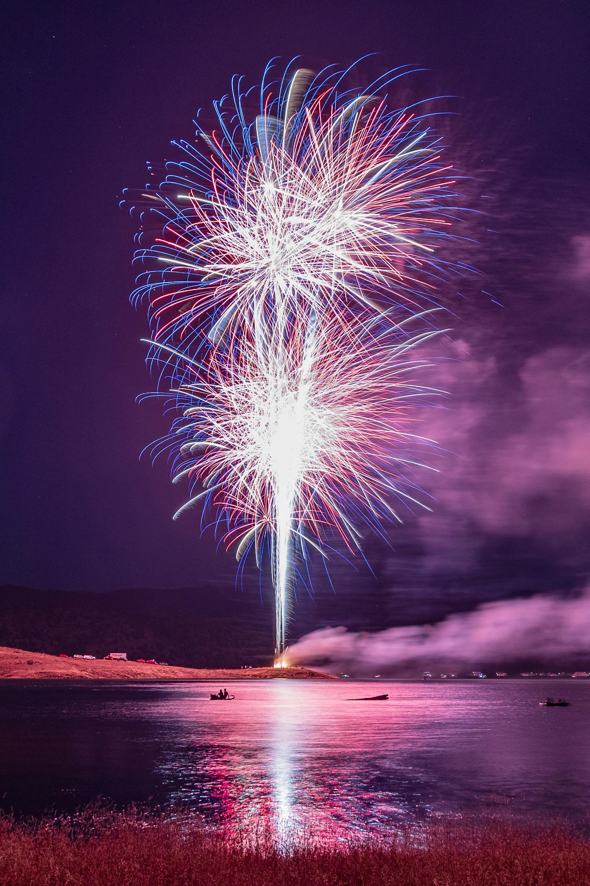 Fireworks by the Stream at Night · Free Stock Photo