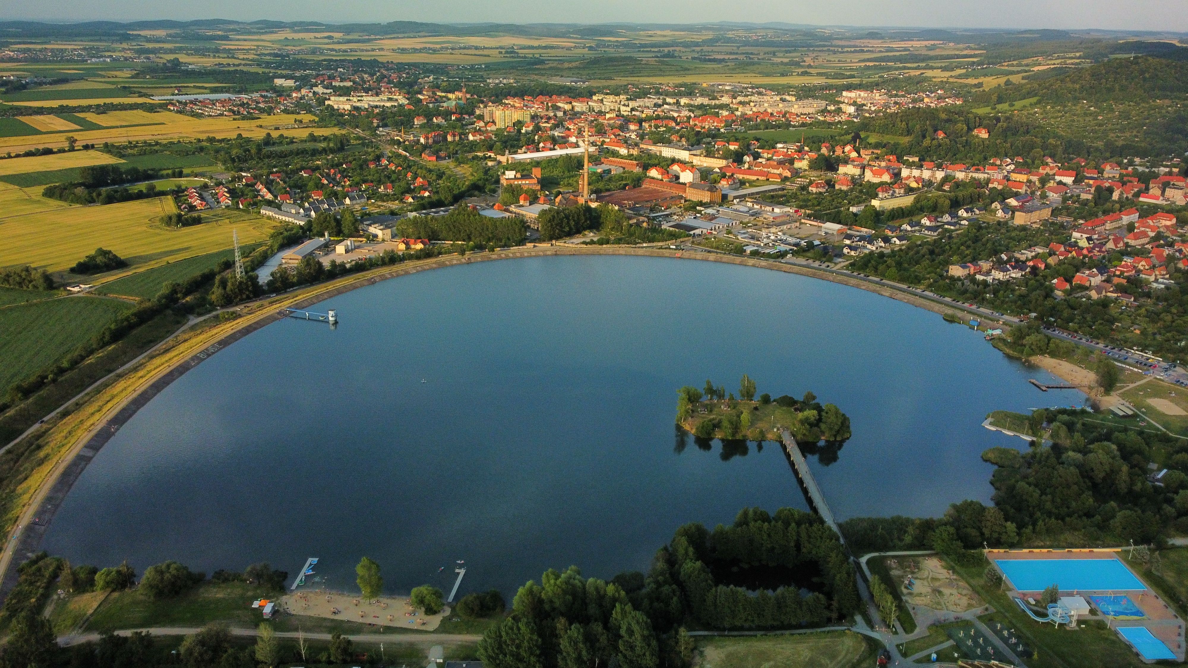 Aerial View of Bielawskie Reservoir near Bielawa in Southern Poland ...
