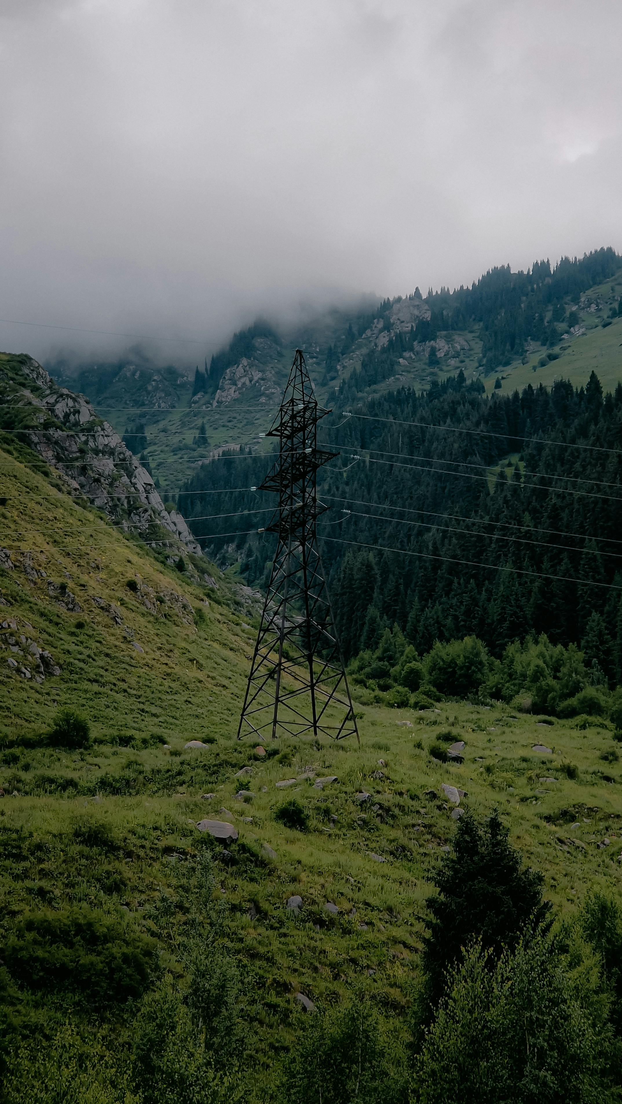Transmission Tower in Valley · Free Stock Photo