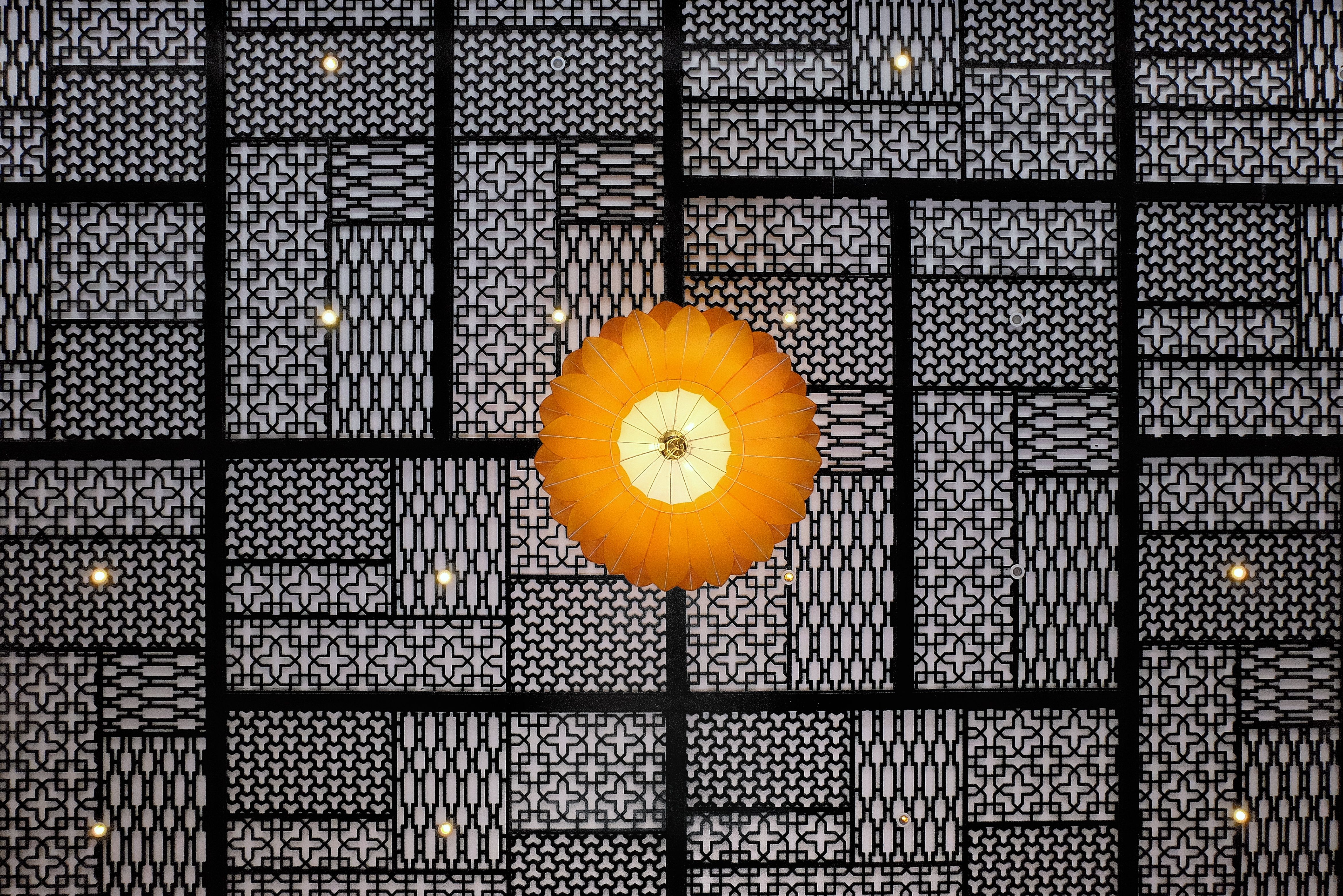 Lamp and Pattern on Ceiling above · Free Stock Photo