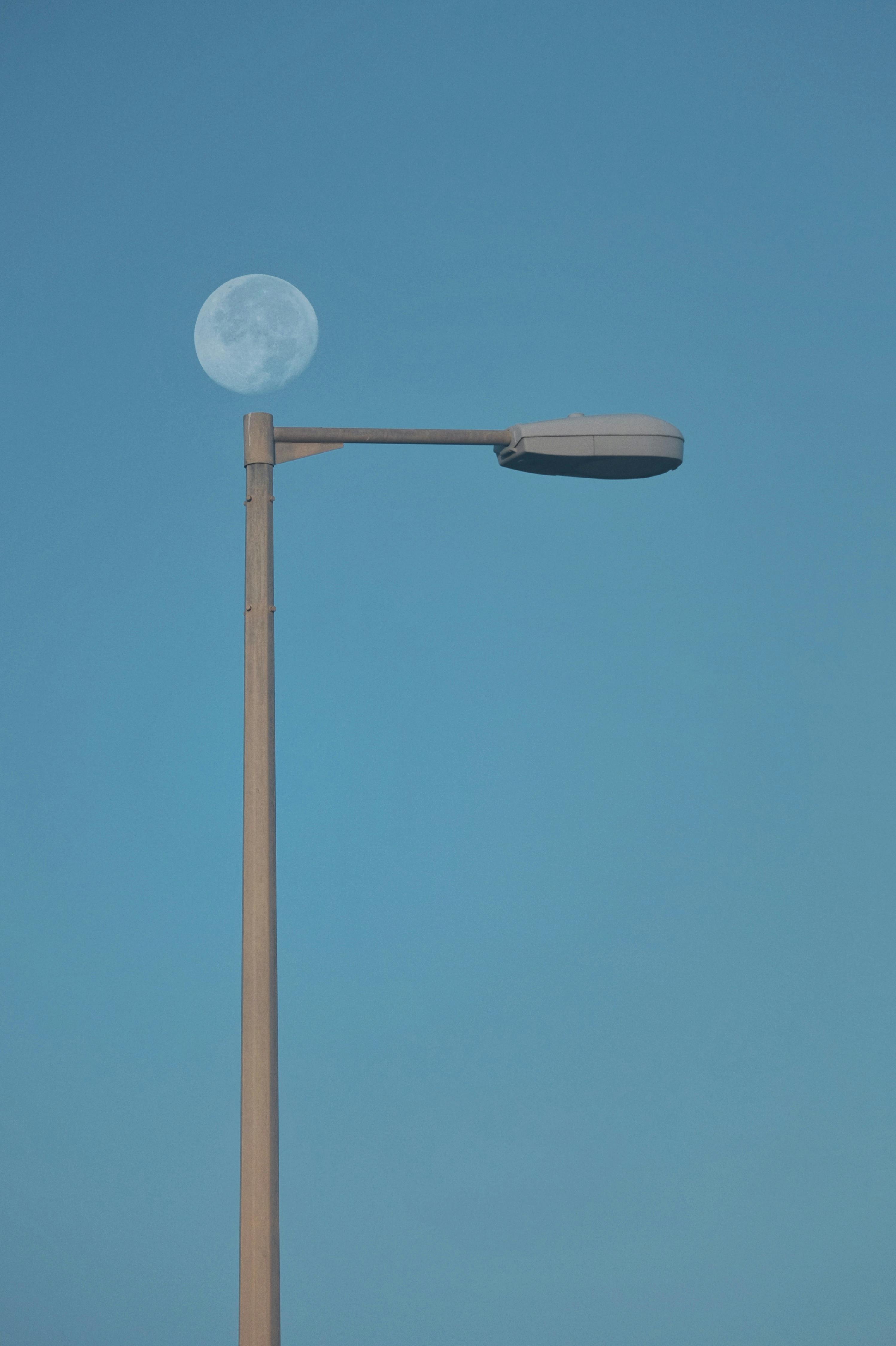 Full Moon over Street Lamp · Free Stock Photo