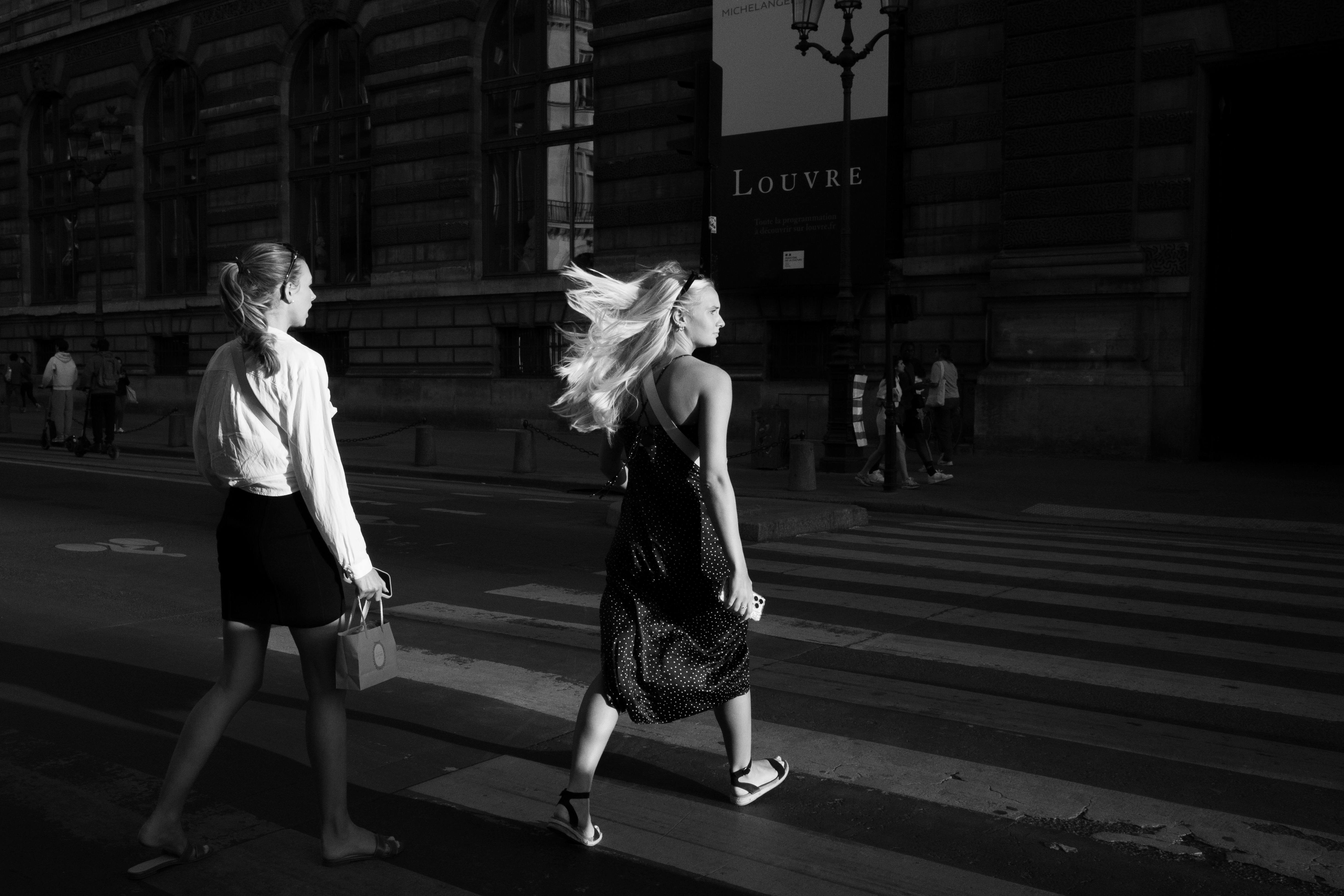 Young Women Walking on a Zebra Street Crossing, Paris, France · Free ...