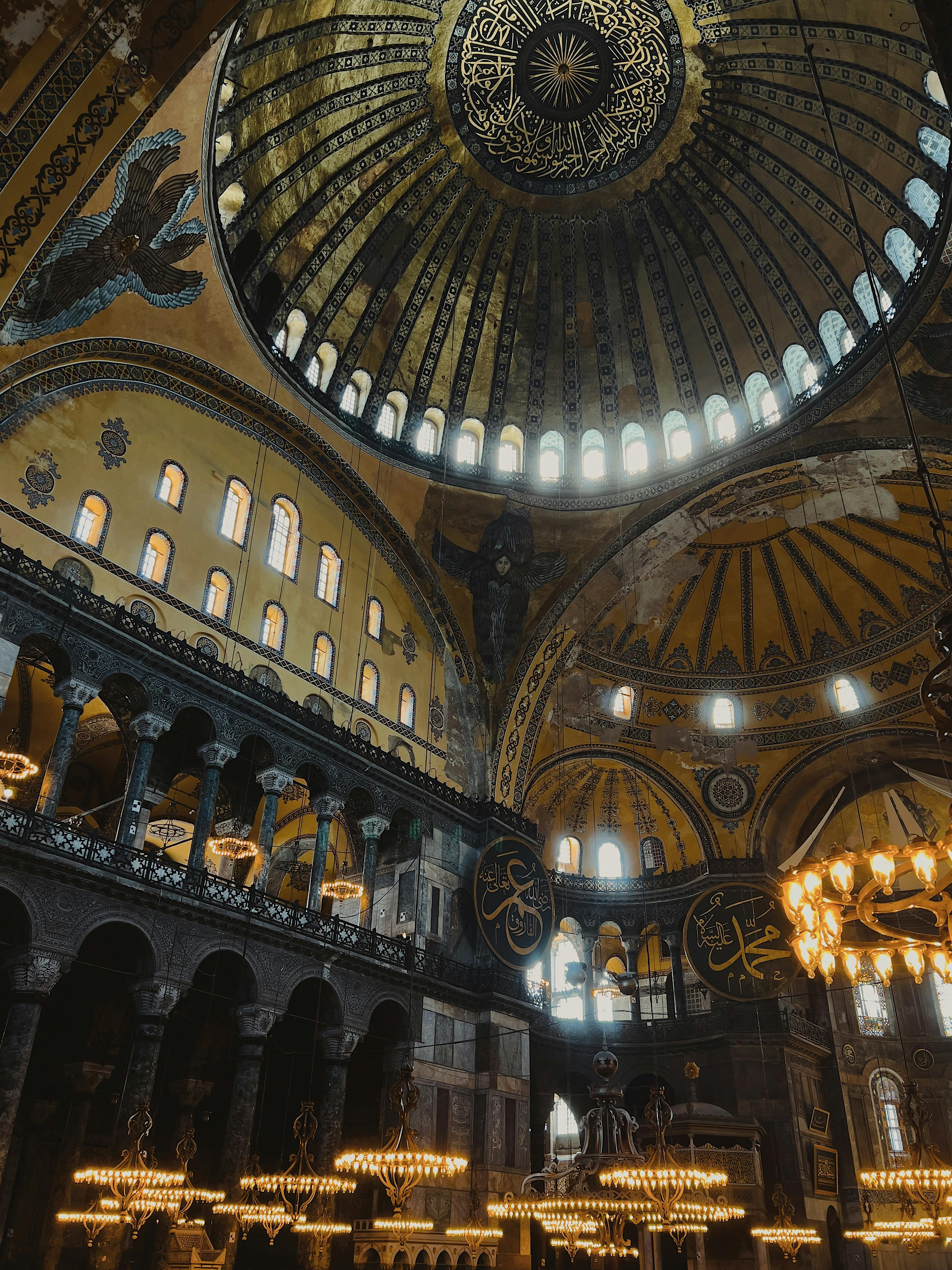 A Crowd Praying in the Hagia Sophia Mosque, Istanbul, Turkey · Free ...