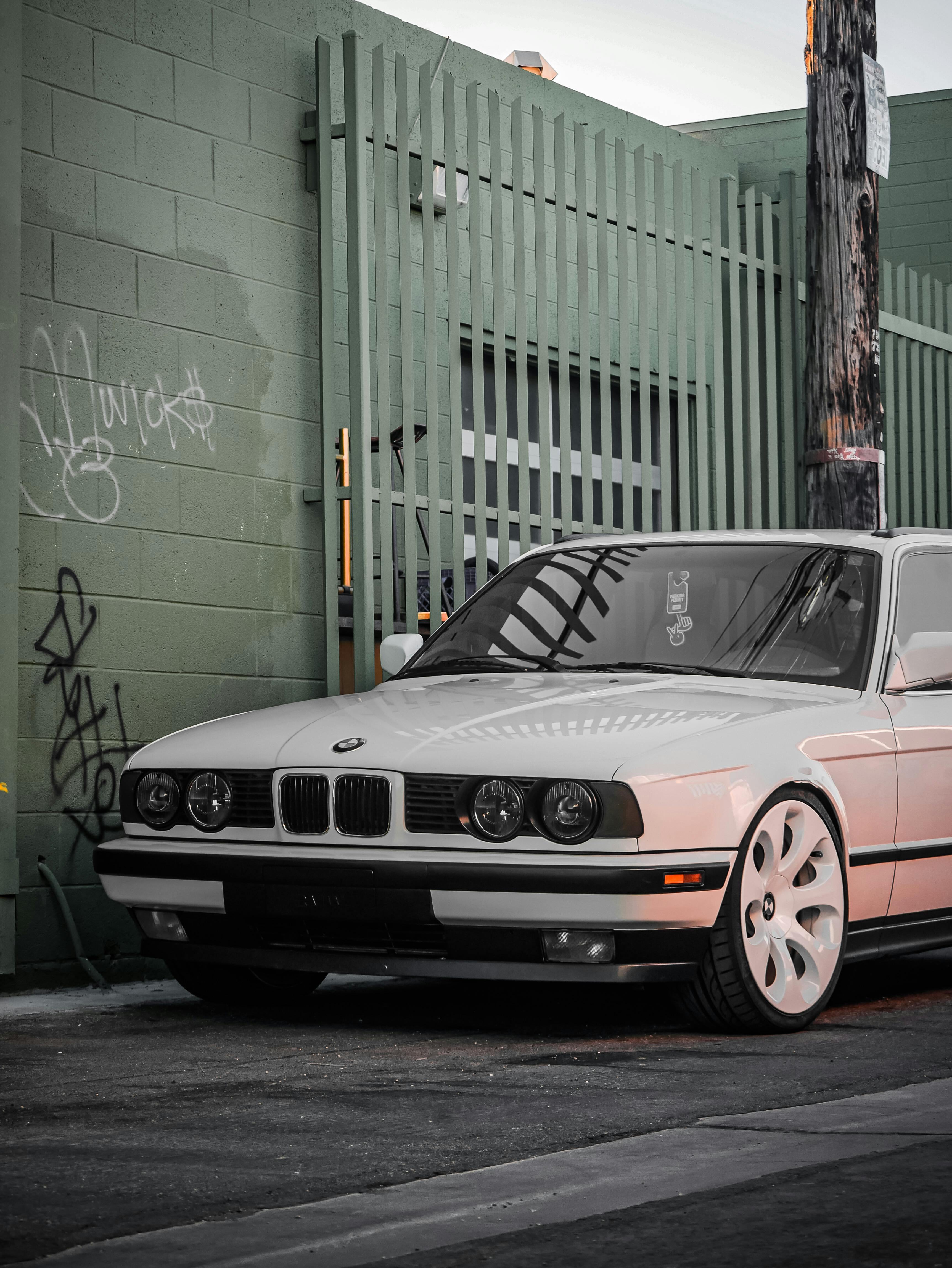 A Modified White BMW E34 · Free Stock Photo