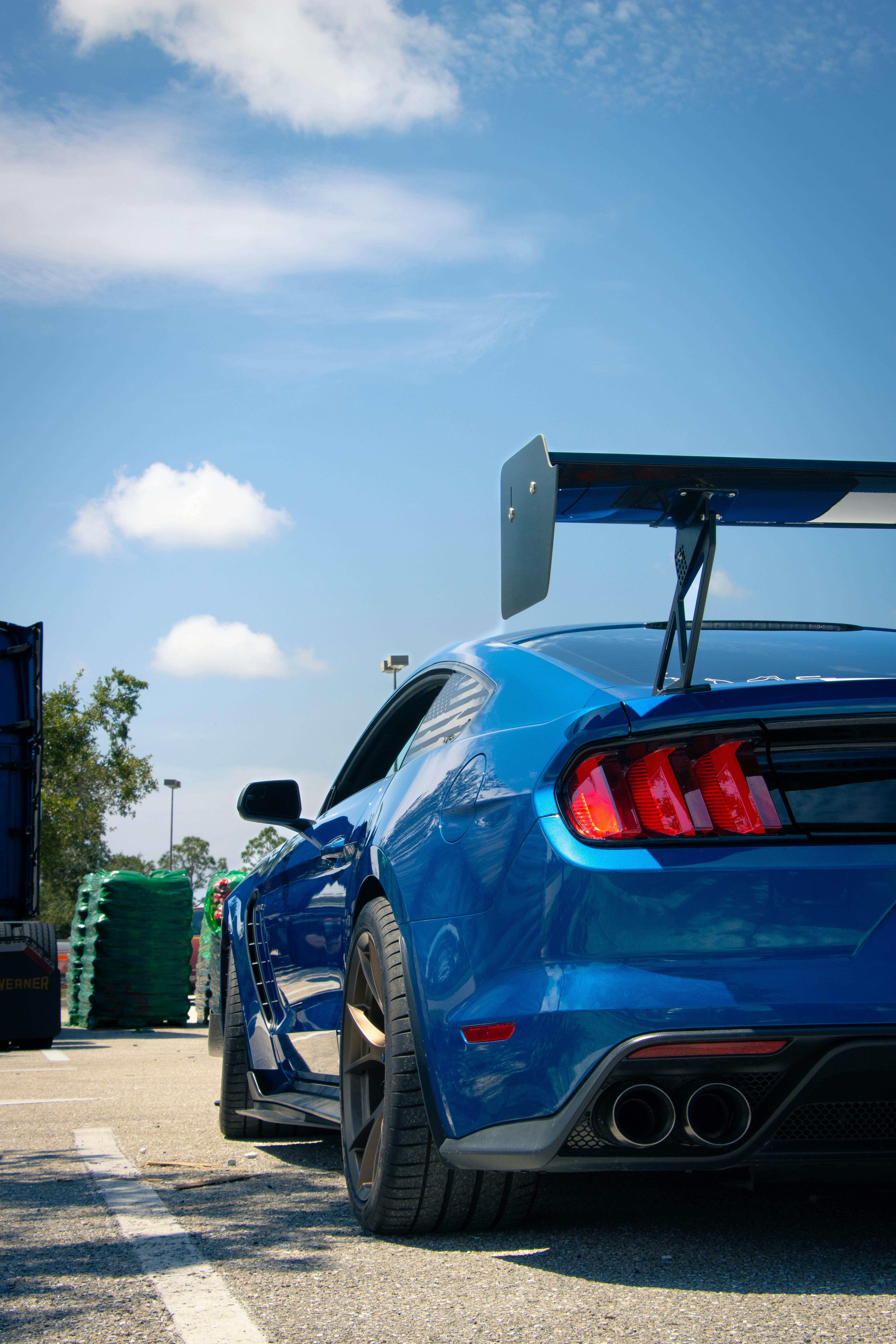 Rear of Blue Ford Mustang · Free Stock Photo