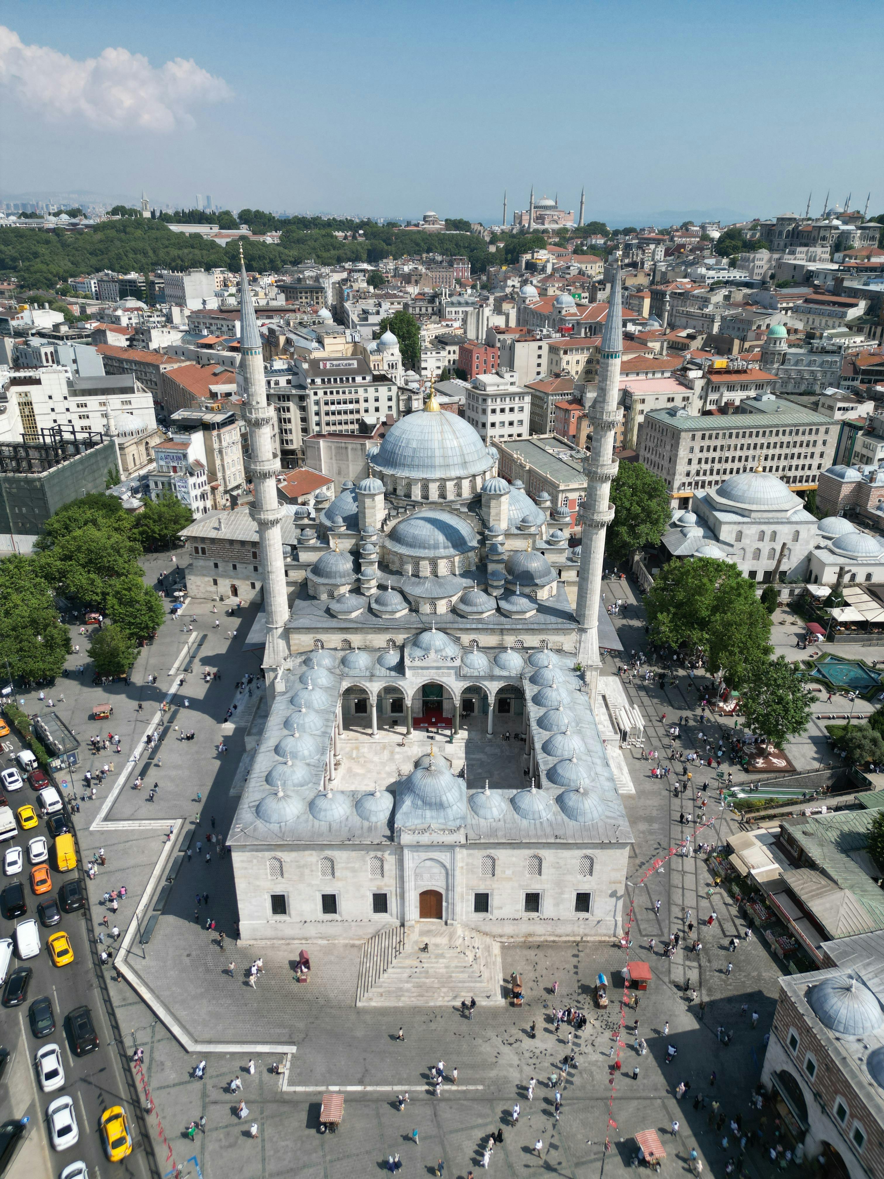 Aerial View of a Mosque and Minaret · Free Stock Photo