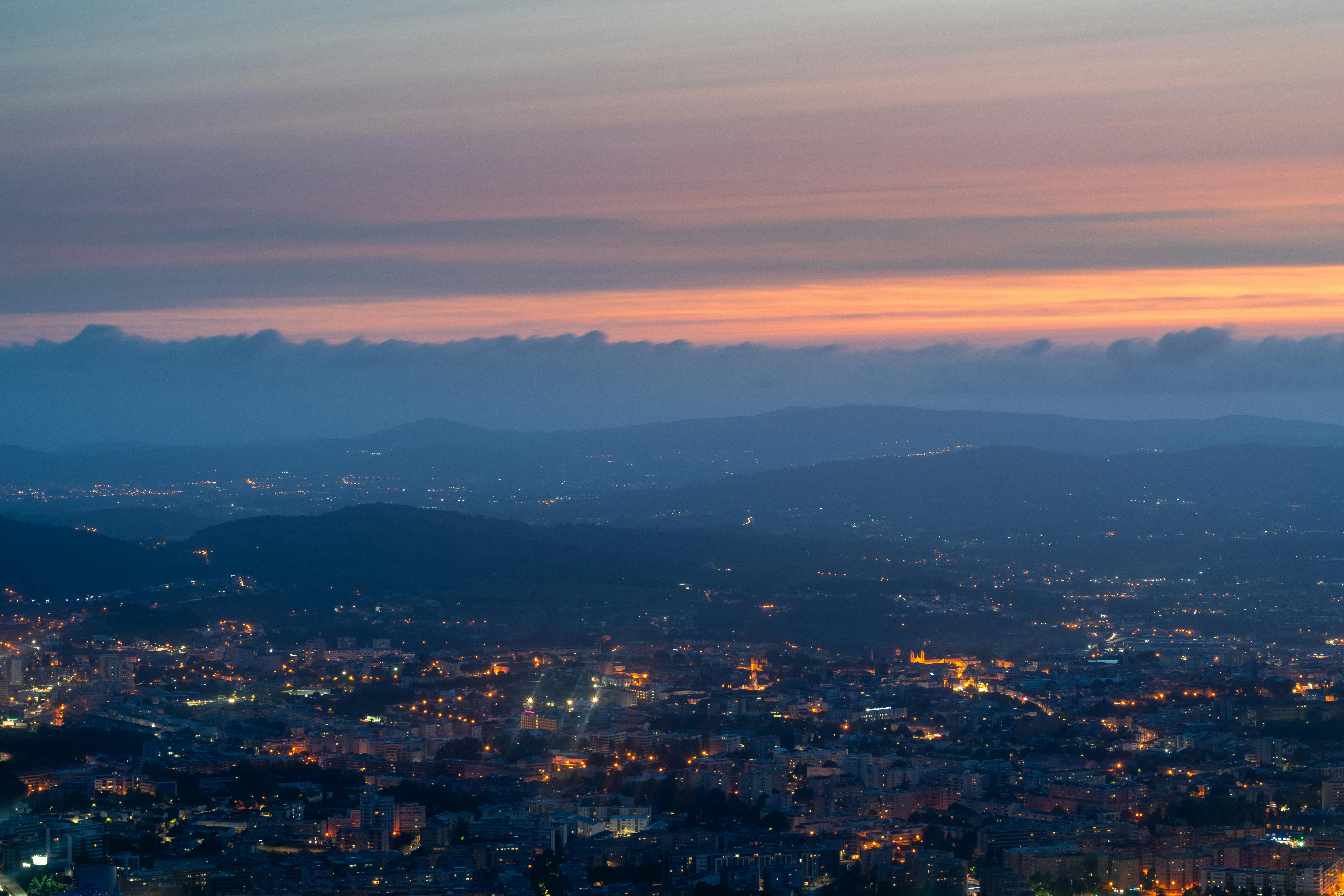 Great view over Braga (Portugal) trom the platform from Sameiro. During ...