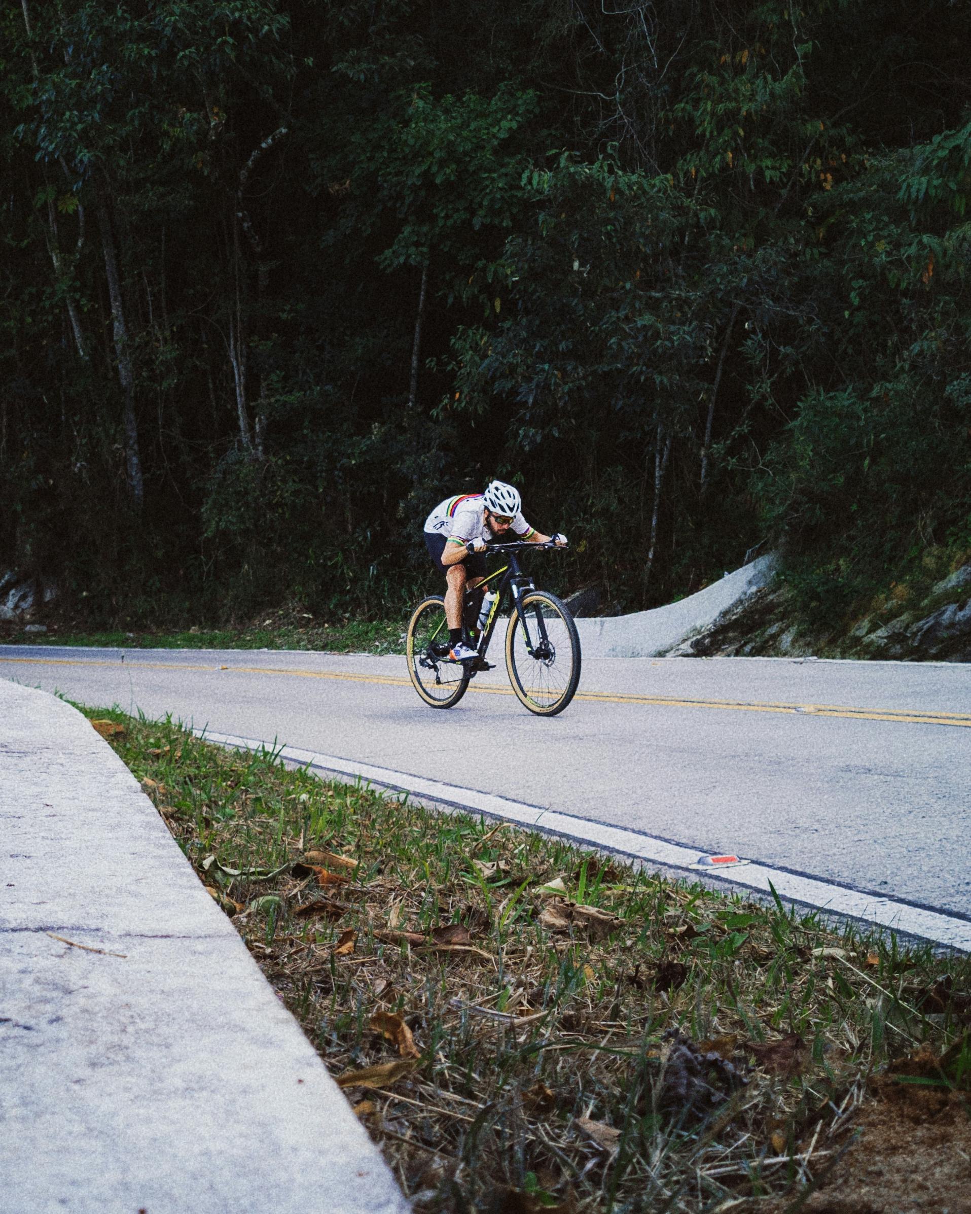 Cyclist Jumping on Ramps in the Forest · Free Stock Photo