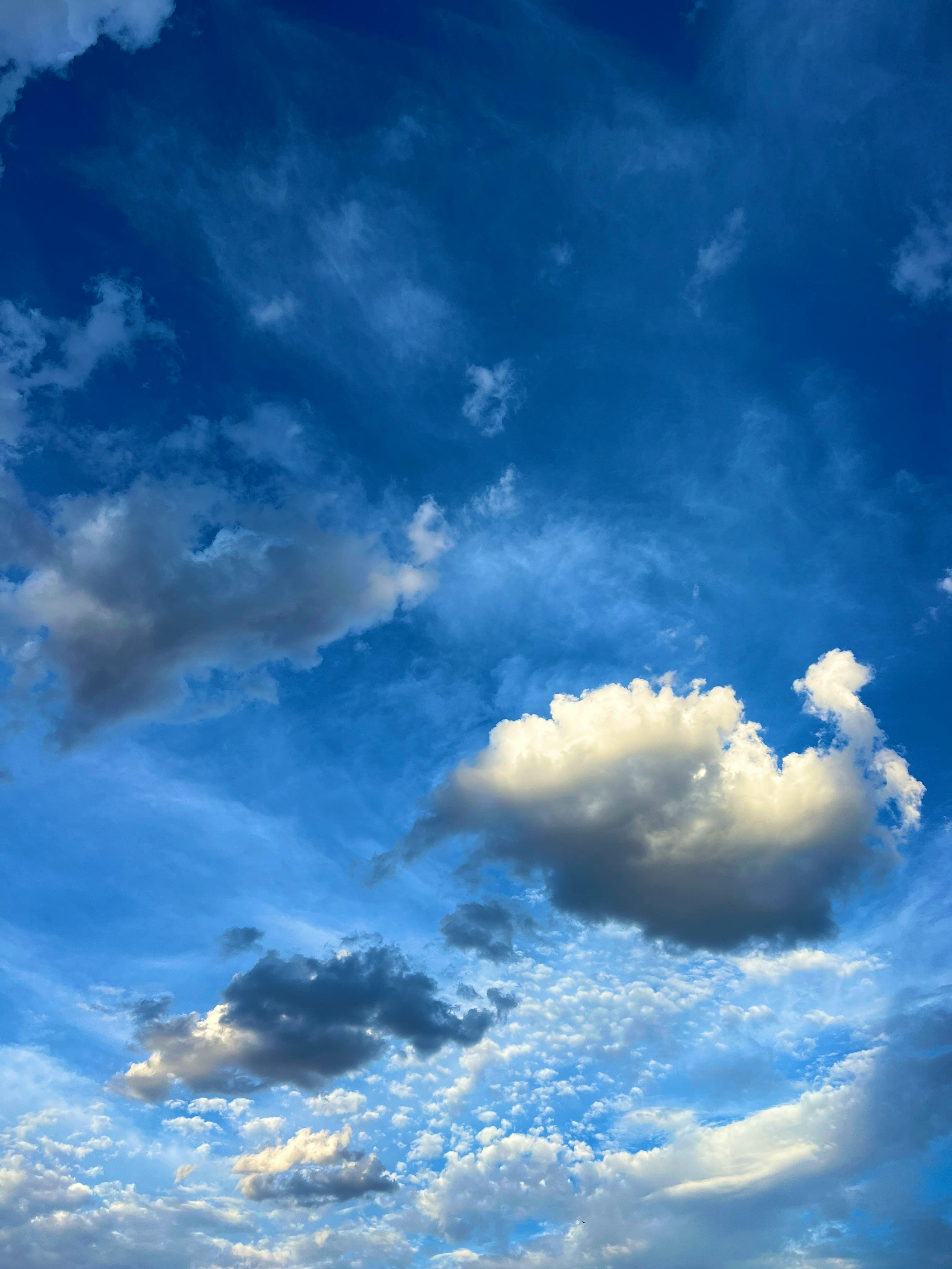 Blue sunny bright sky with clouds · Free Stock Photo