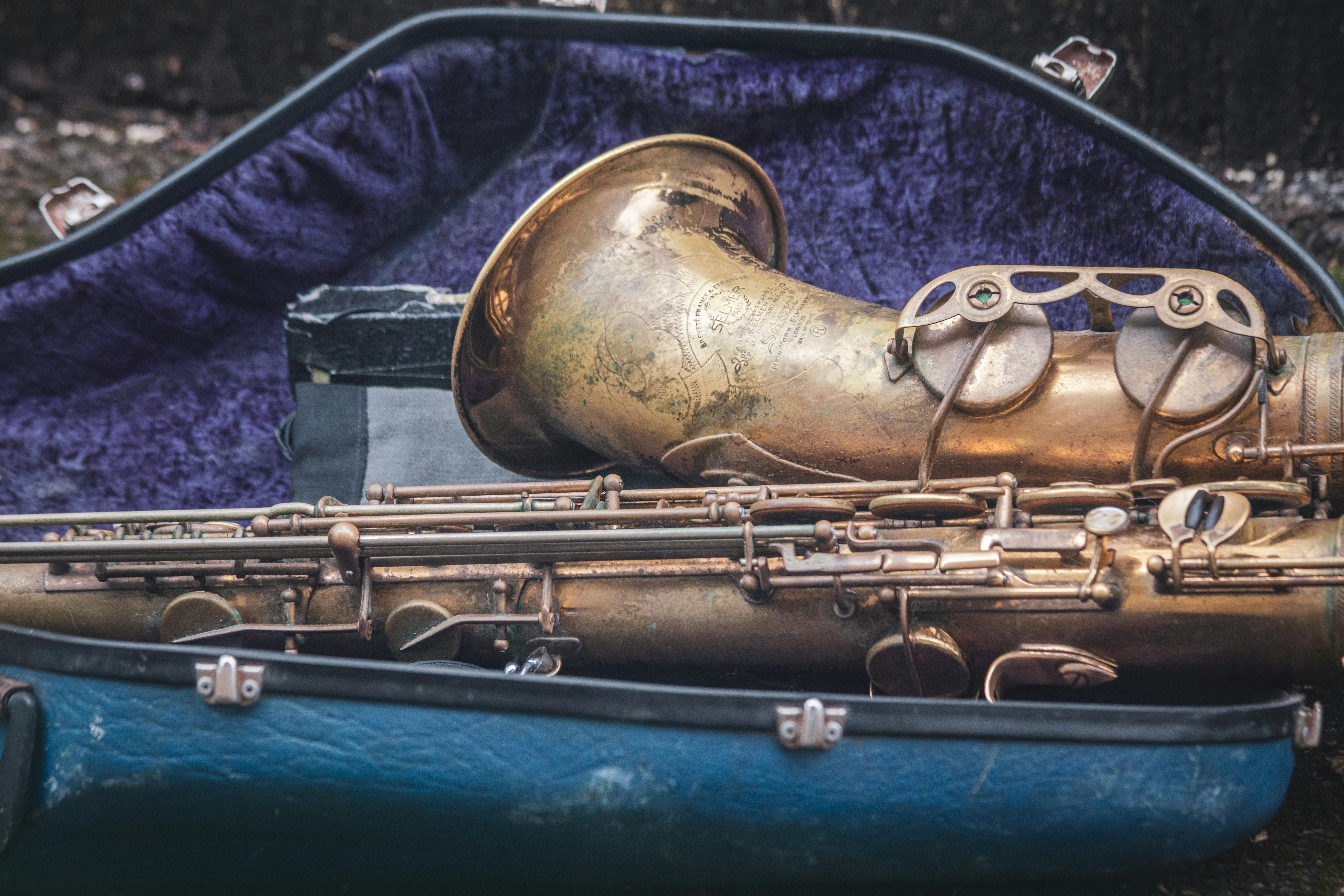 Closeup of a Vintage Saxophone in a Case · Free Stock Photo