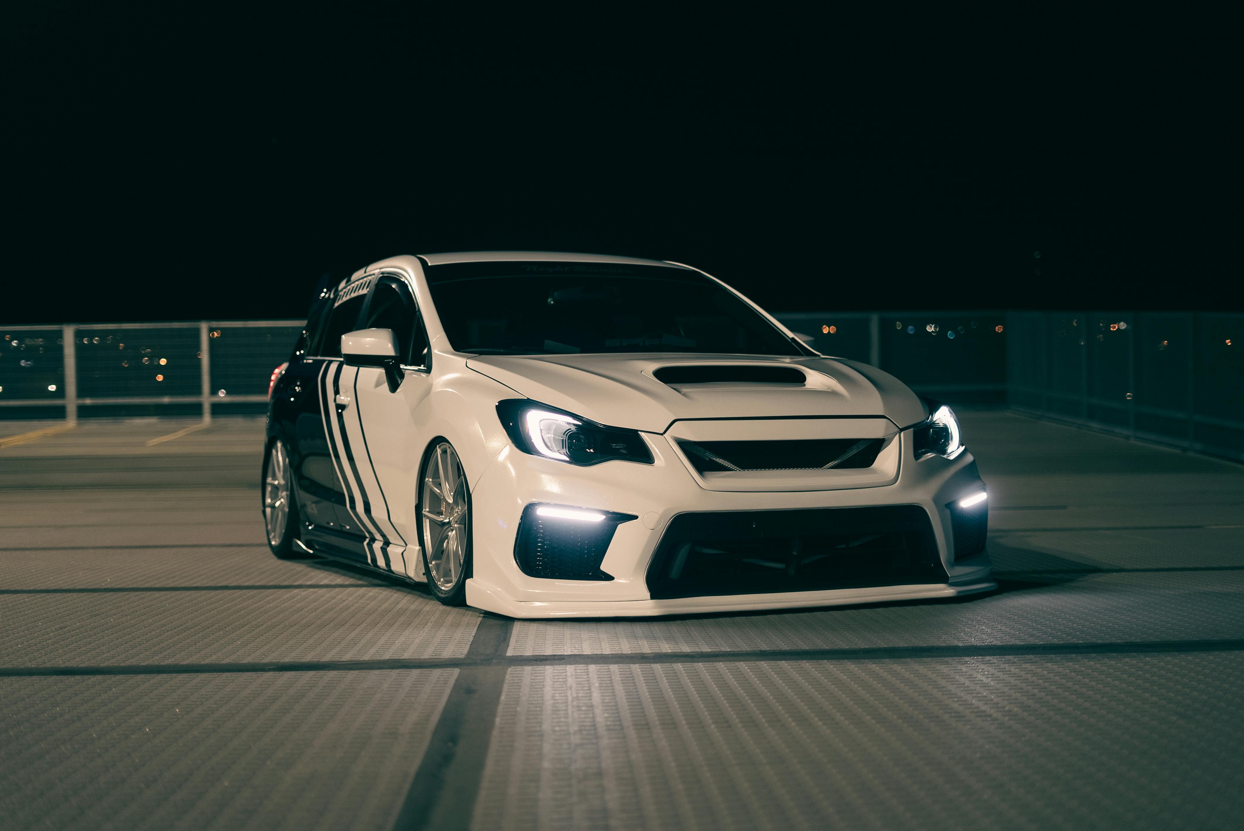 A Subaru WRX on the Parking Lot at Night · Free Stock Photo
