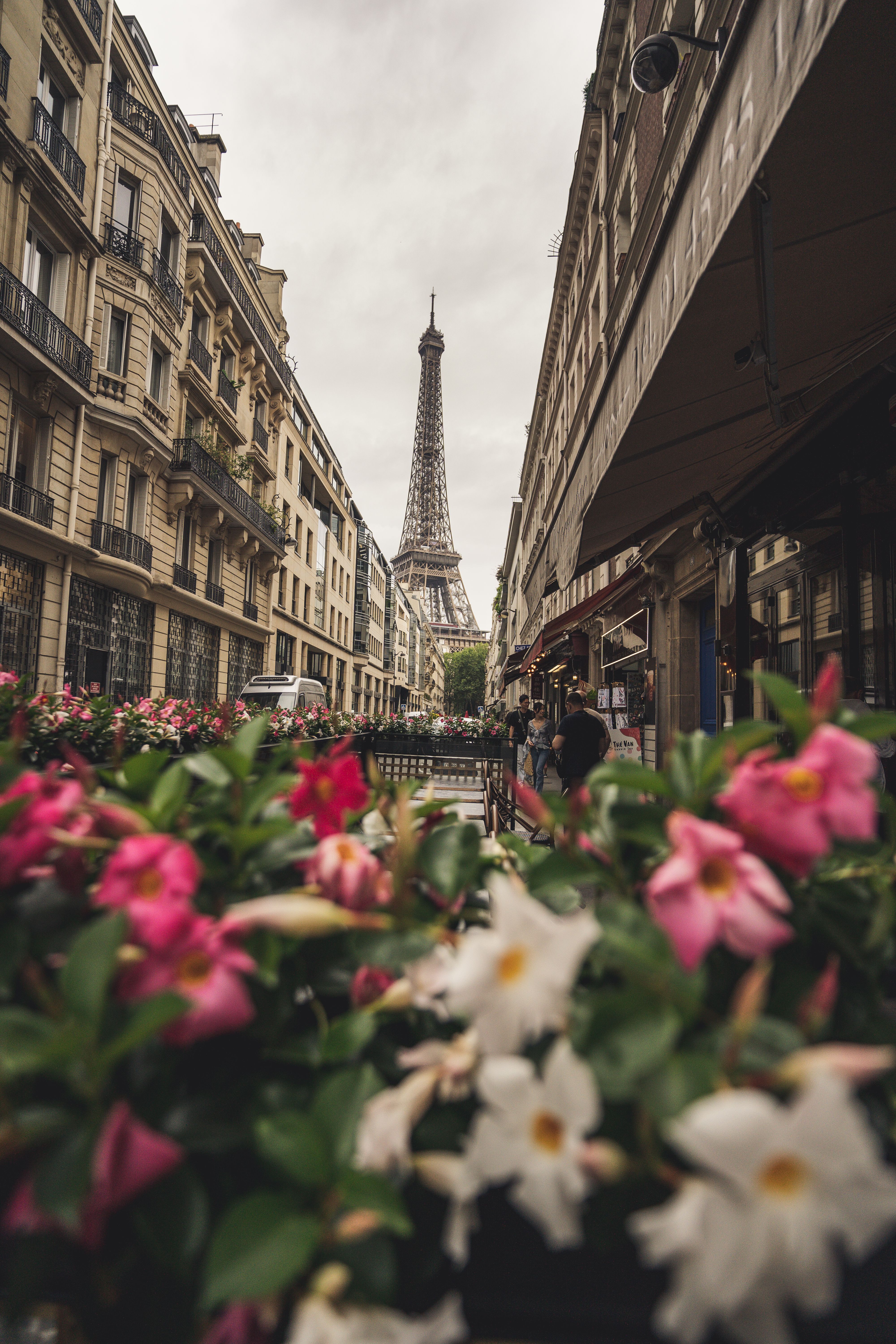 Paris Street With Eiffel Tower in the Background · Free Stock Photo