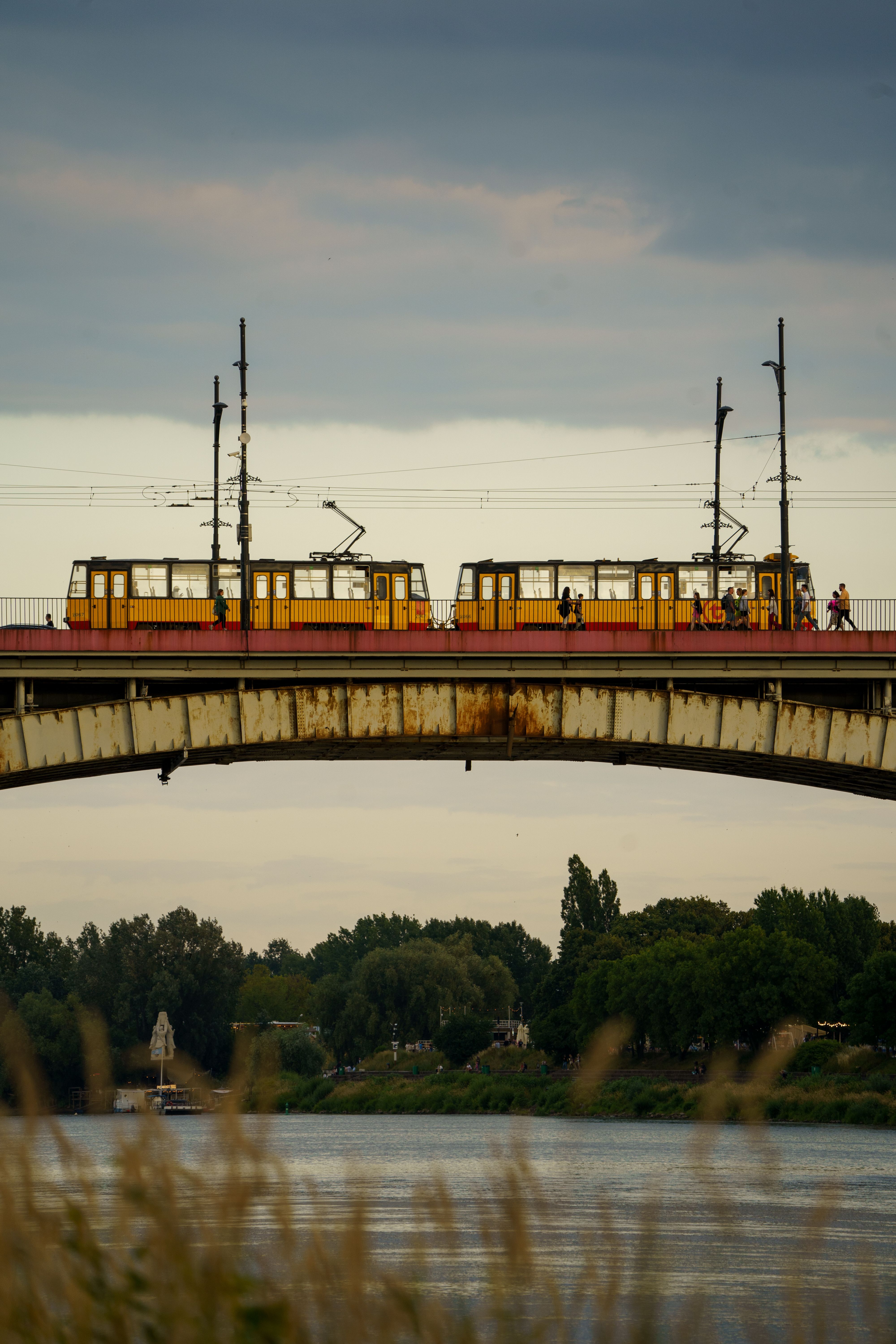 Tram on Bridge in Warsaw · Free Stock Photo