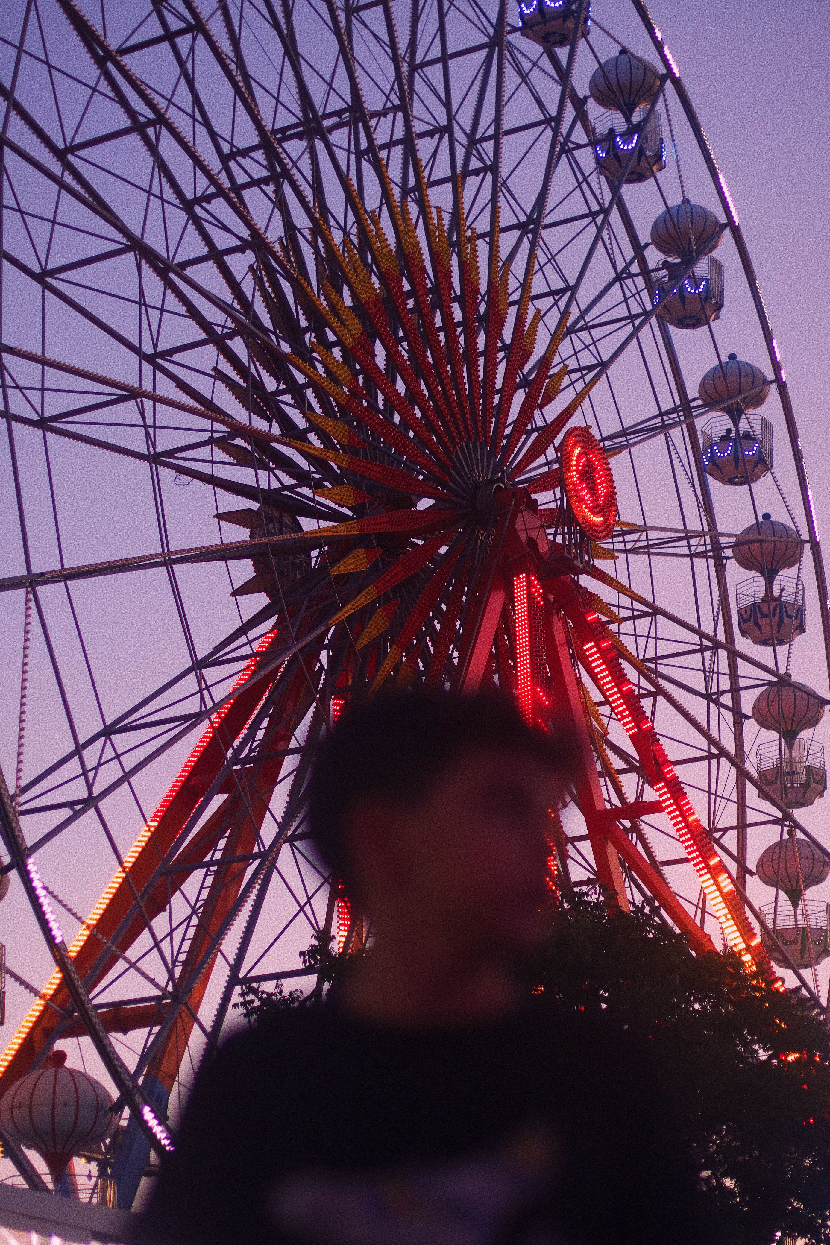 Ferris Wheel behind Boy Head · Free Stock Photo