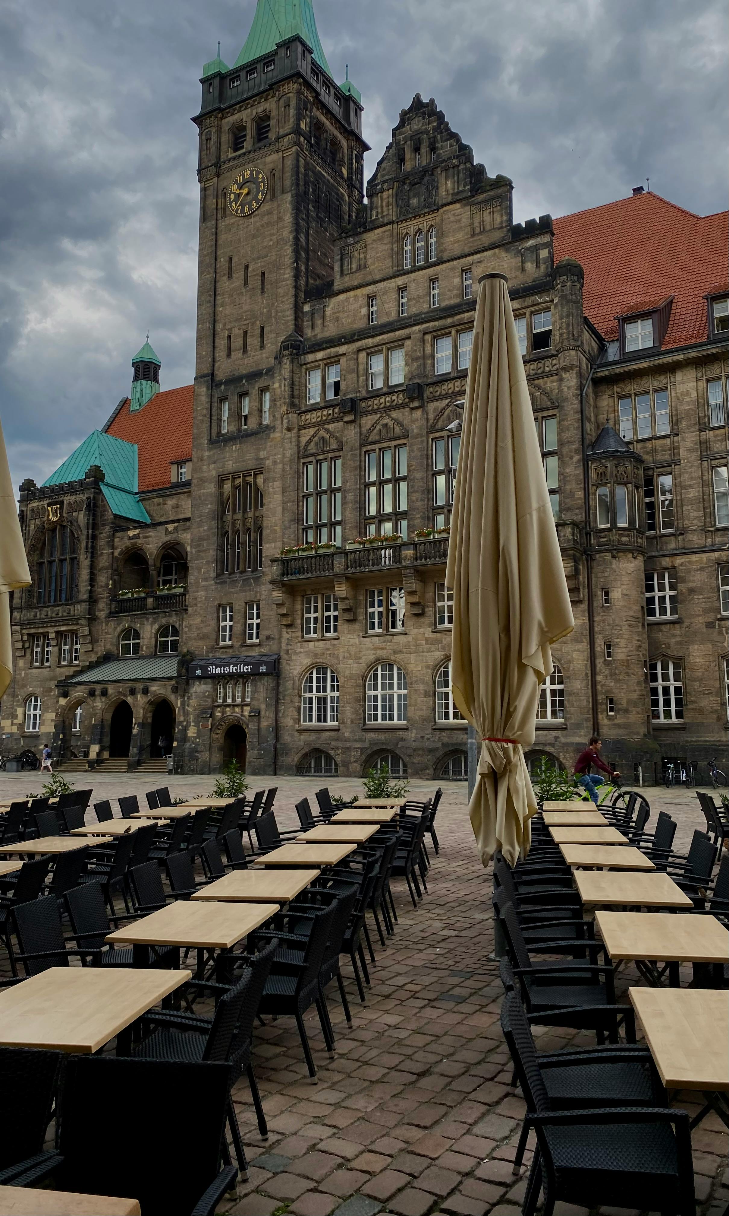 Tables and Chairs in the Town Square · Free Stock Photo