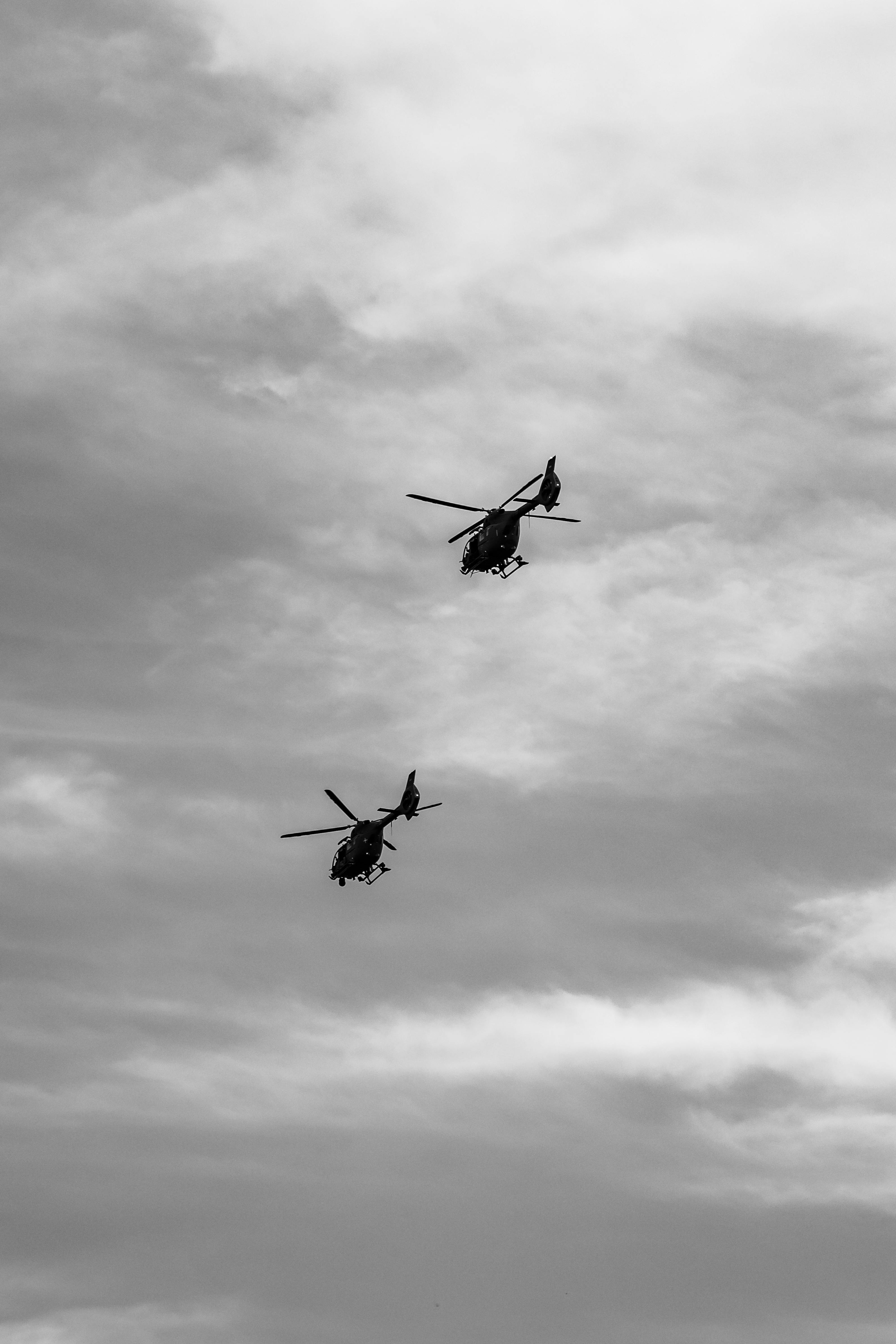 Two Helicopters on the Background of a Cloudy Sky · Free Stock Photo